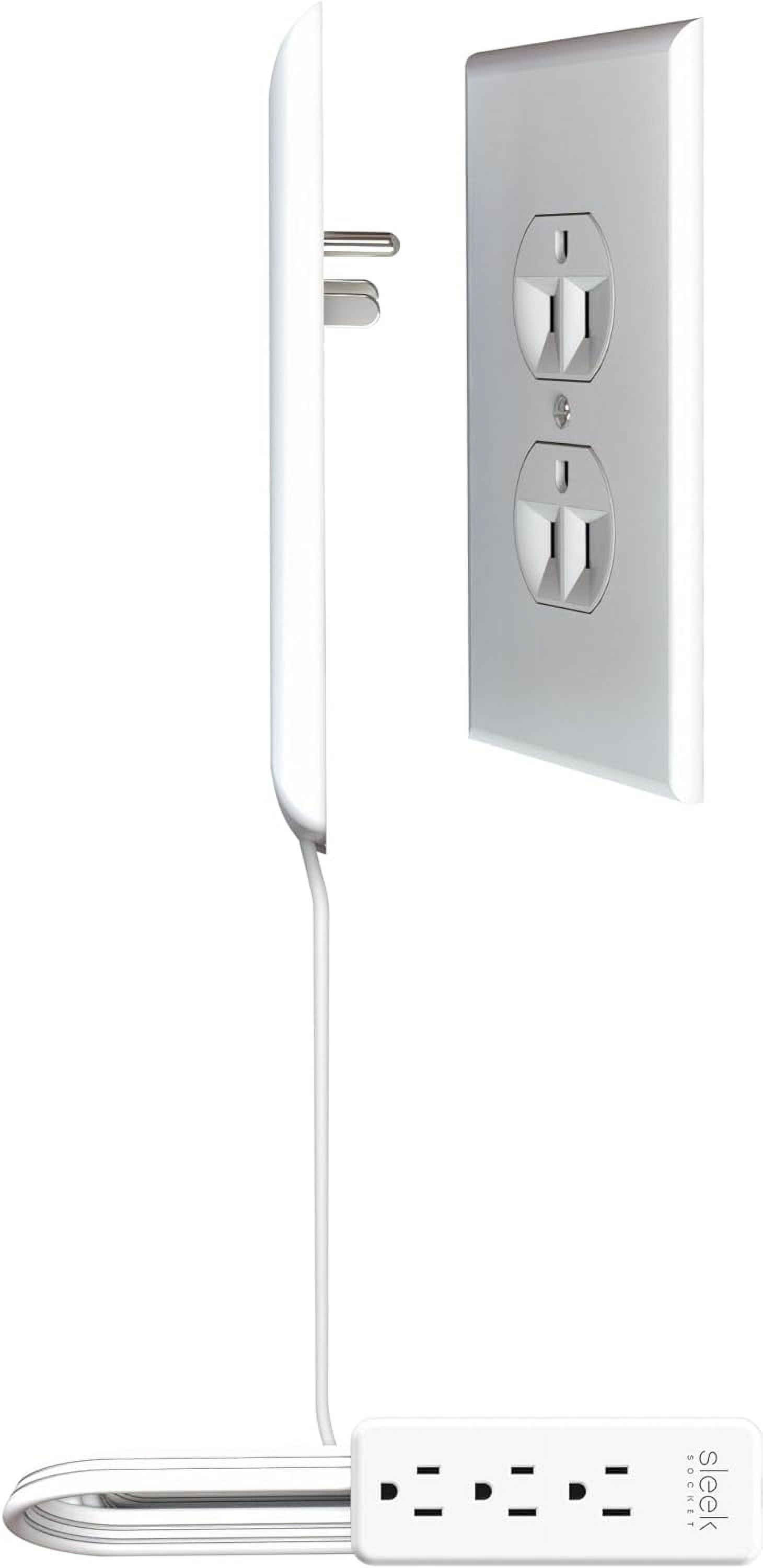 Sleek Socket Original & Patented Ultra-Thin Outlet Concealer for Inverted Outlets with Cord ...