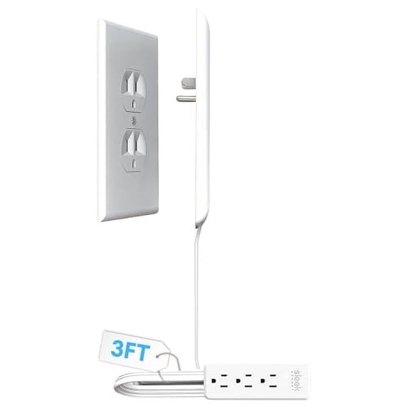 Sleek Socket Wall Outlet Concealer with 3 ft Extension & Outlets ...