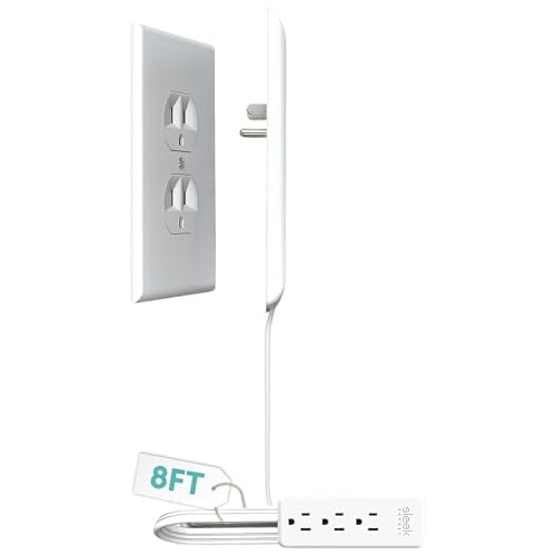 Sleek Socket Wall Outlet Concealer with 8-ft Extension Cord with ...