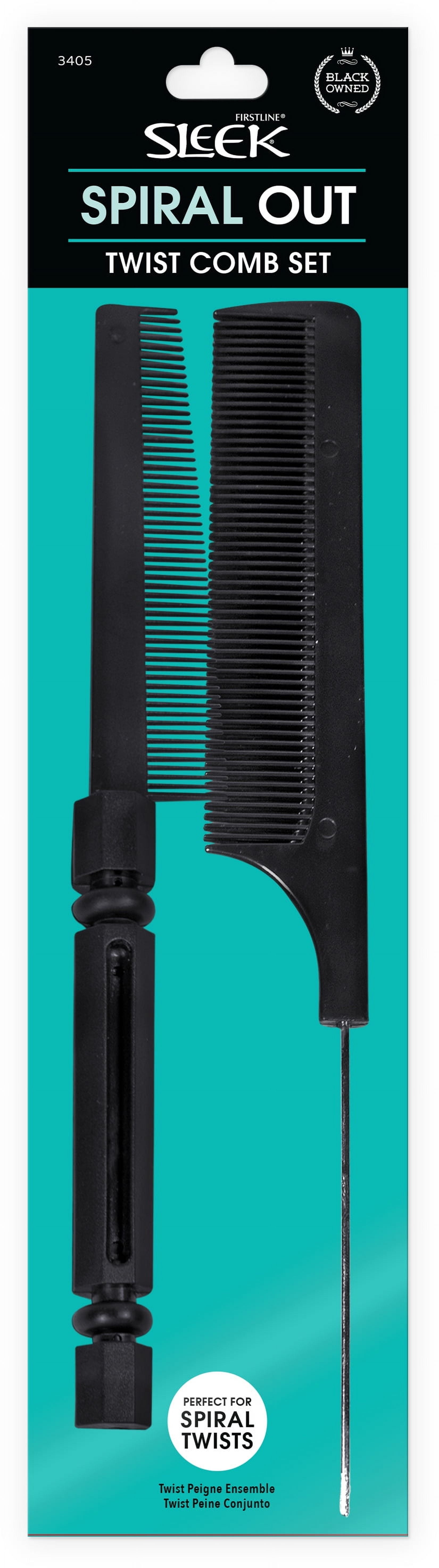 Sleek Twist Comb/Rat Tail Comb Set - Walmart.com
