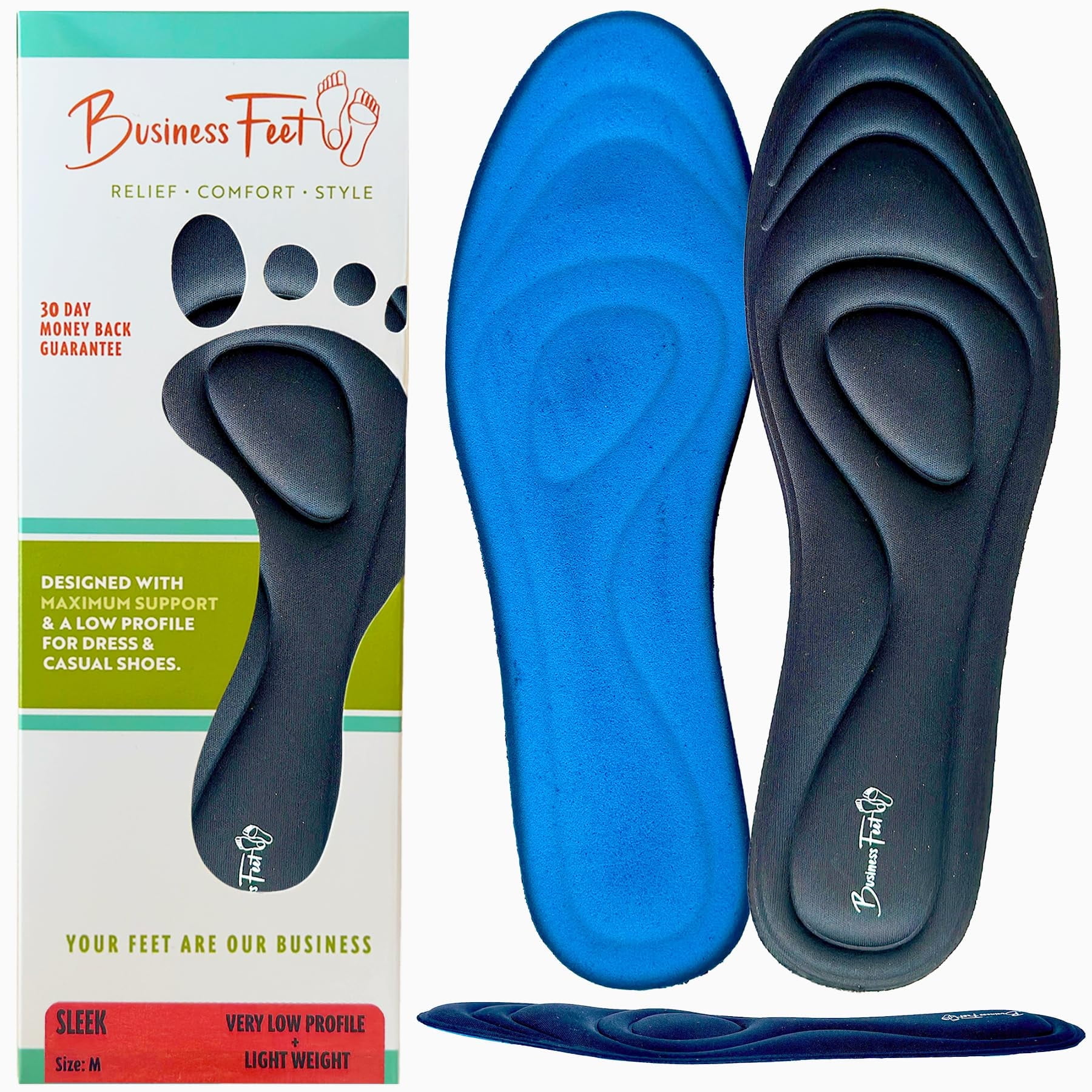 Sleek! Ultra Thin Insoles Lightweight Cushioning Designed by Business ...