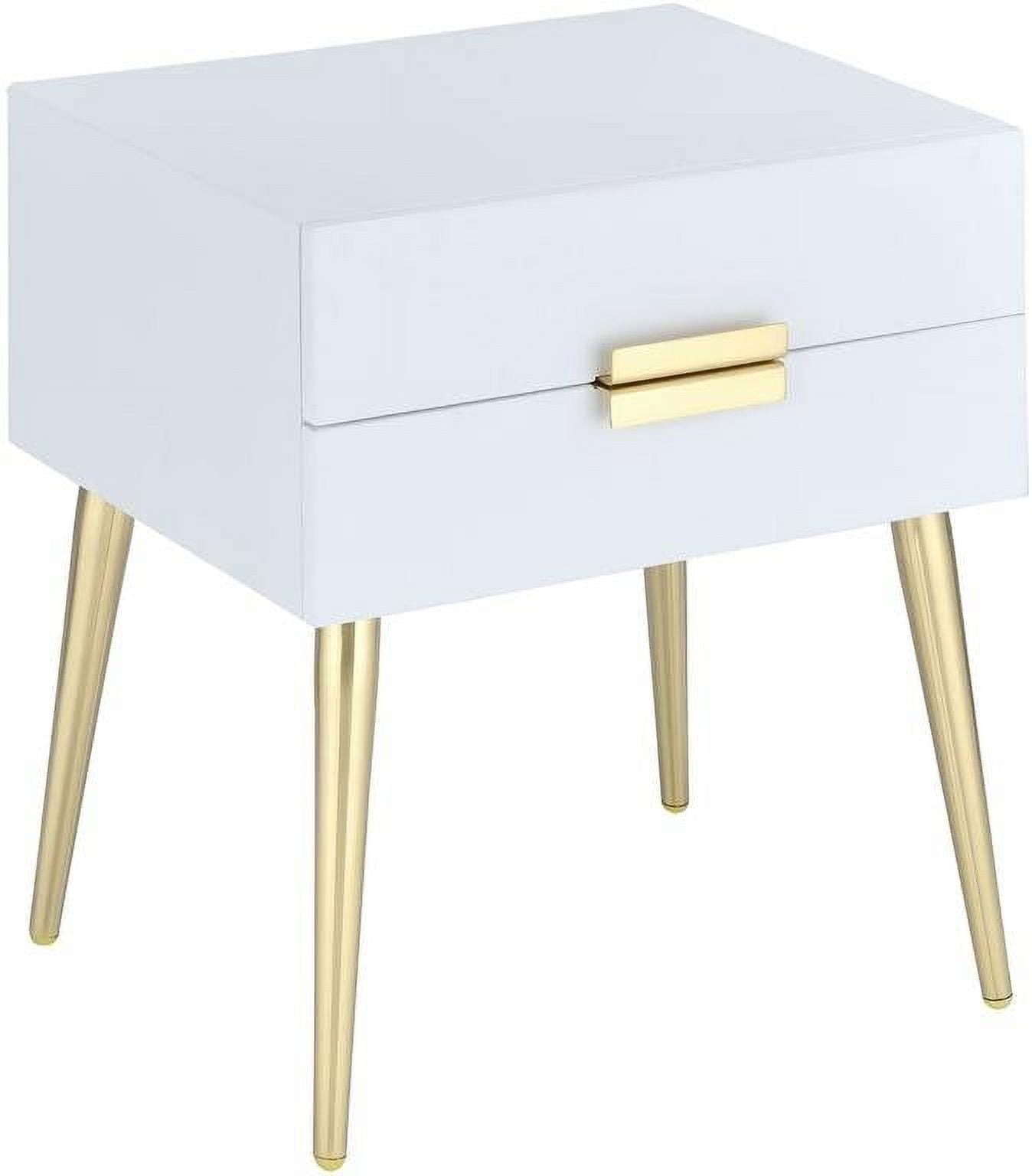 Sleek White And Gold Two Drawer End Table - Walmart.com