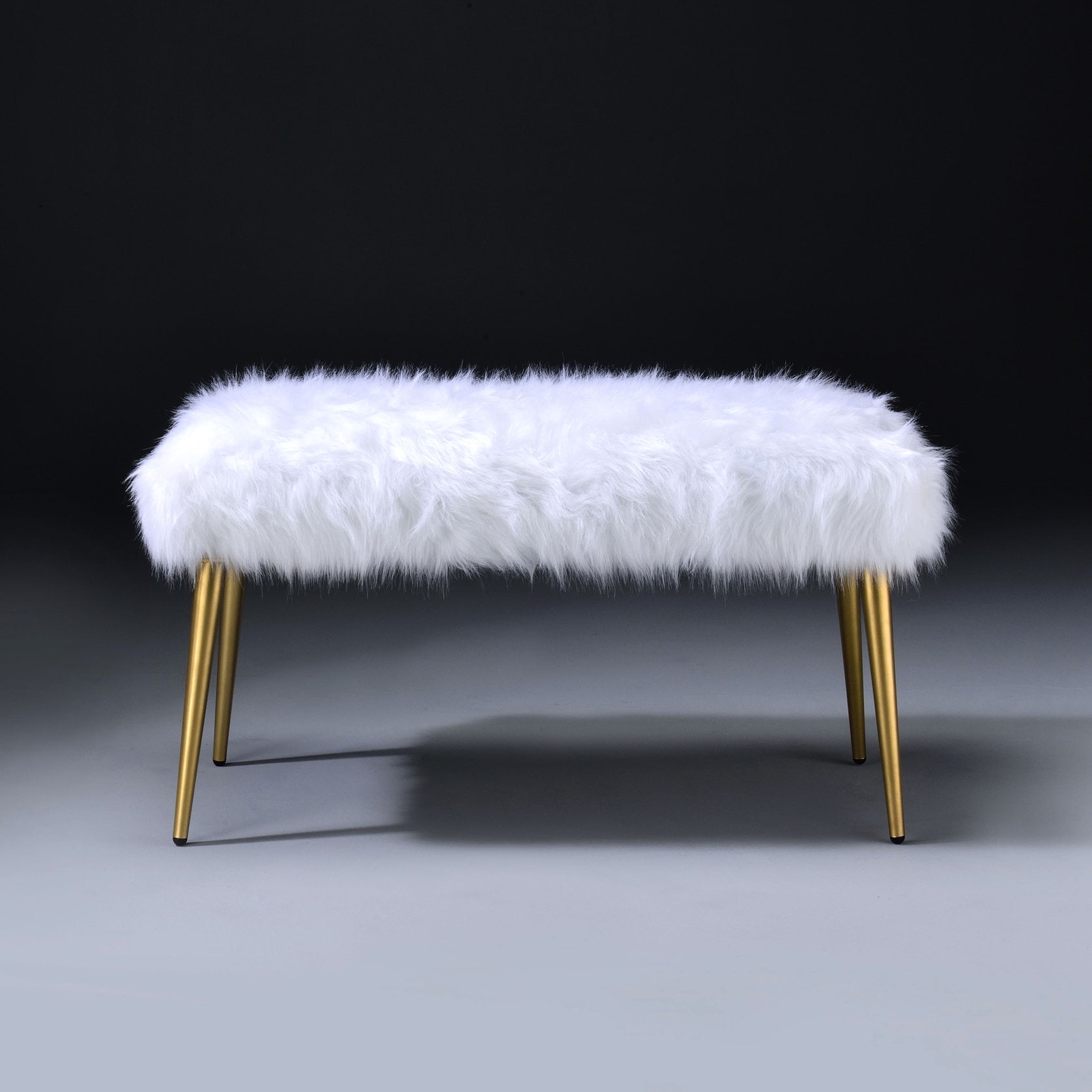 Sleek White Bench with Gold Legs | Bedroom Lounging Spot | Softness and ...