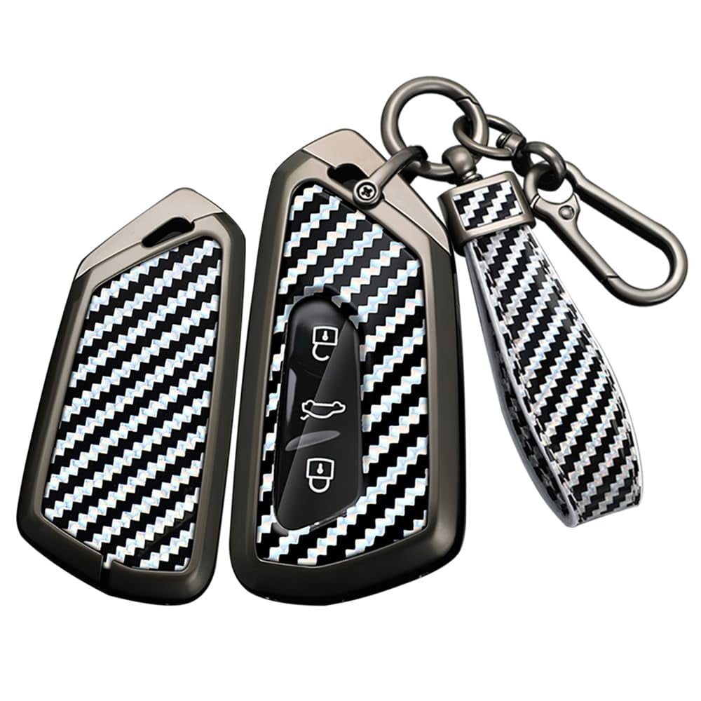 Sleek White Carbon Fiber Look TPU Key Fob Case with Keyring for VW 2021 ...