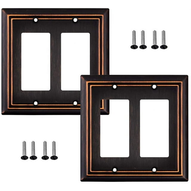 Sleeklighting 2 Pack Beveled Oil Rubbed Bronze Outlet Covers | 2 Gang ...