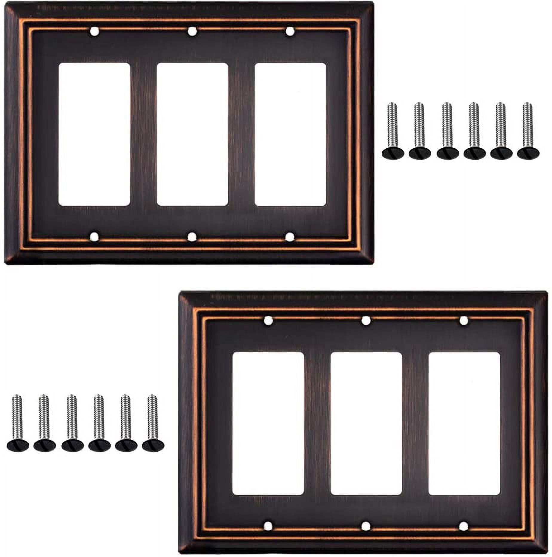 Sleeklighting 2 Pack Beveled Oil Rubbed Bronze Outlet Covers | 3 Gang ...