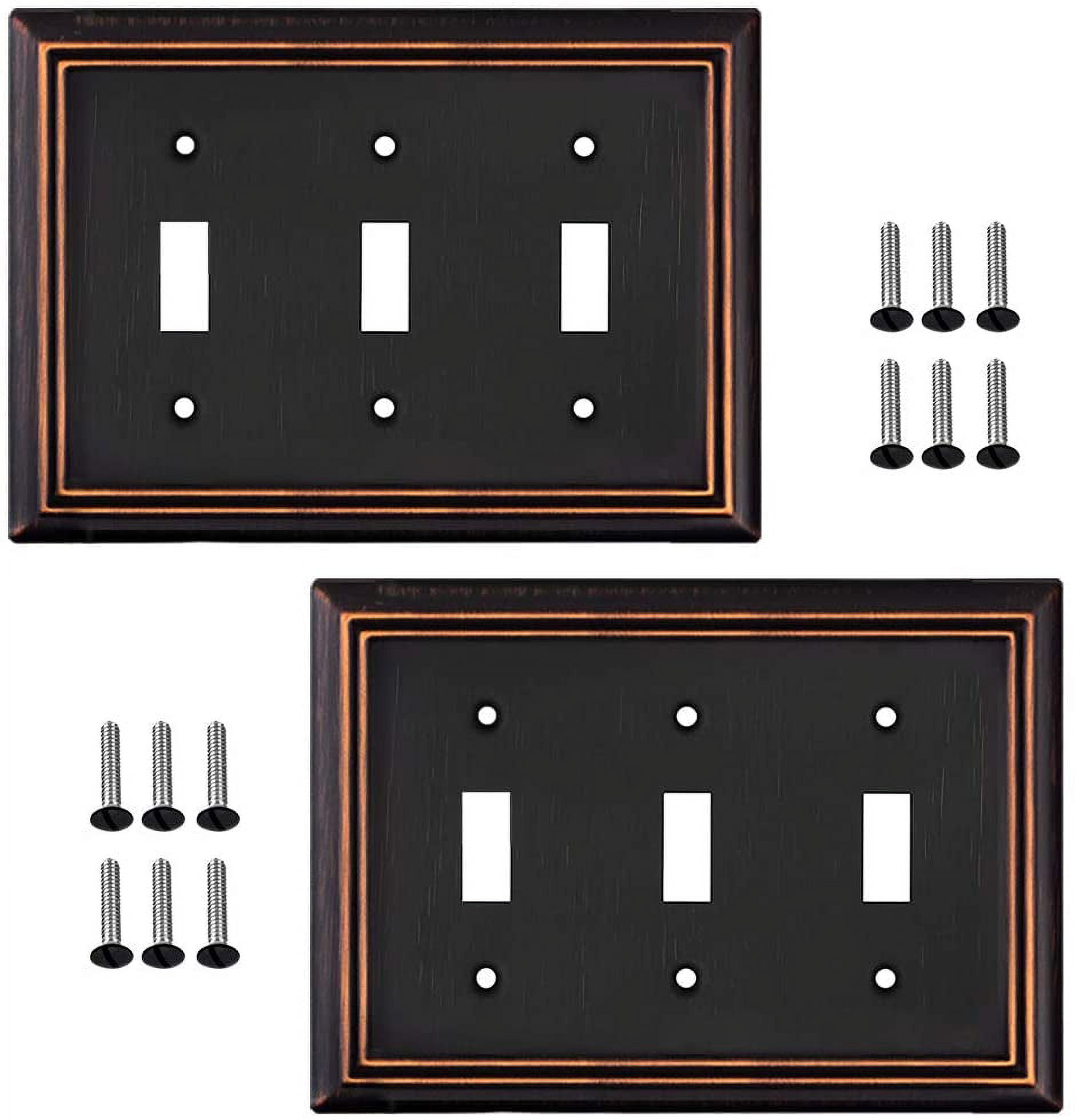 Sleeklighting 2 Pack Beveled Oil Rubbed Bronze Outlet Covers | 3 Gang ...