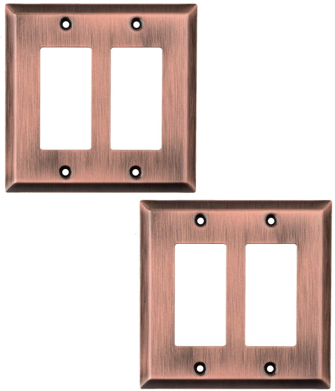 Sleeklighting 2 Pack Decorative Copper Outlet Covers | 2 Gang Decorator ...