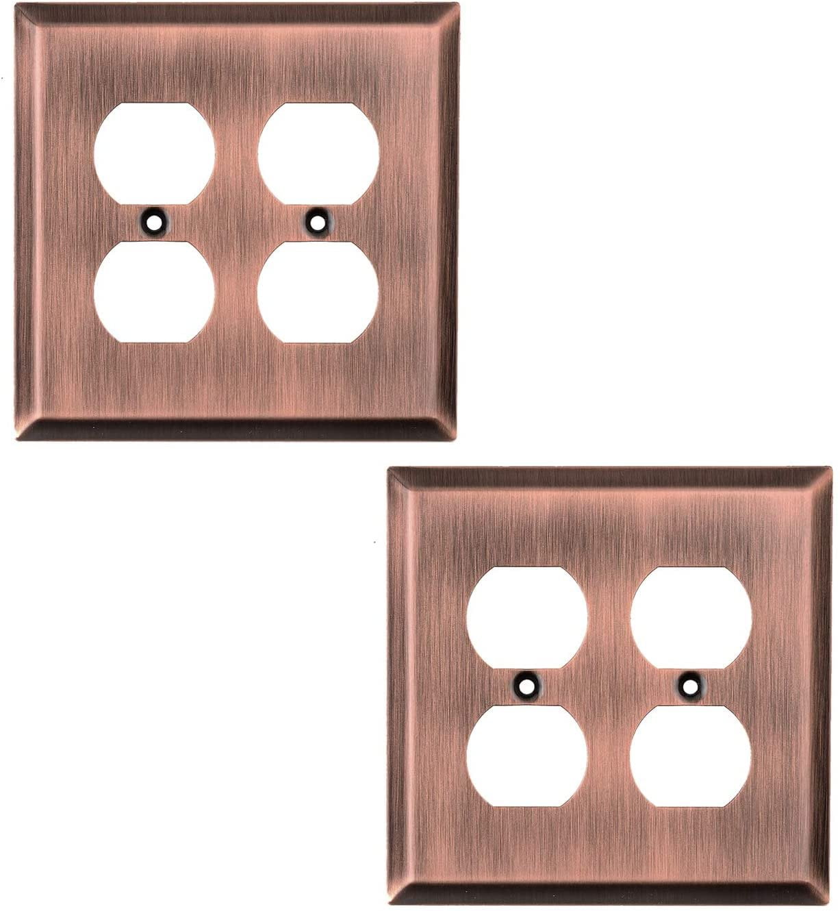 Sleeklighting 2 Pack Decorative Copper Outlet Covers | 2 Gang Duplex ...