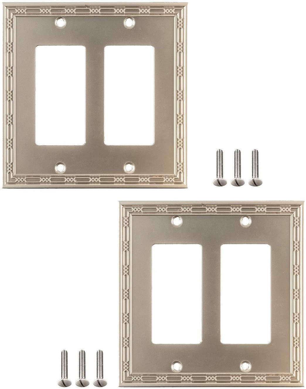 Sleeklighting 2 Pack Decorative Zinc Cast Satin Nickel Outlet Covers ...