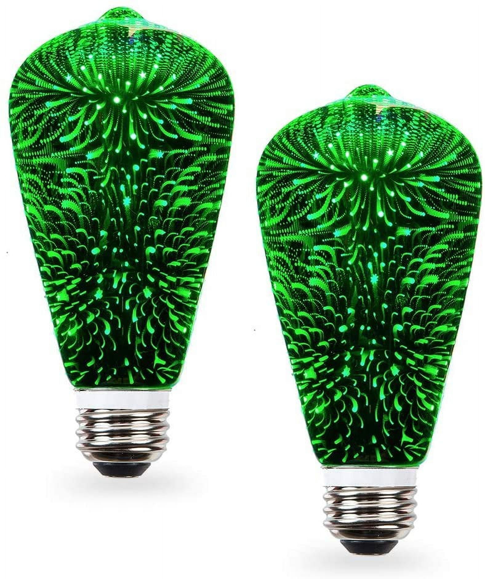 Sleeklighting 2 Watt Green 3D Fairy like Firework Light Bulb ST19 LED ...