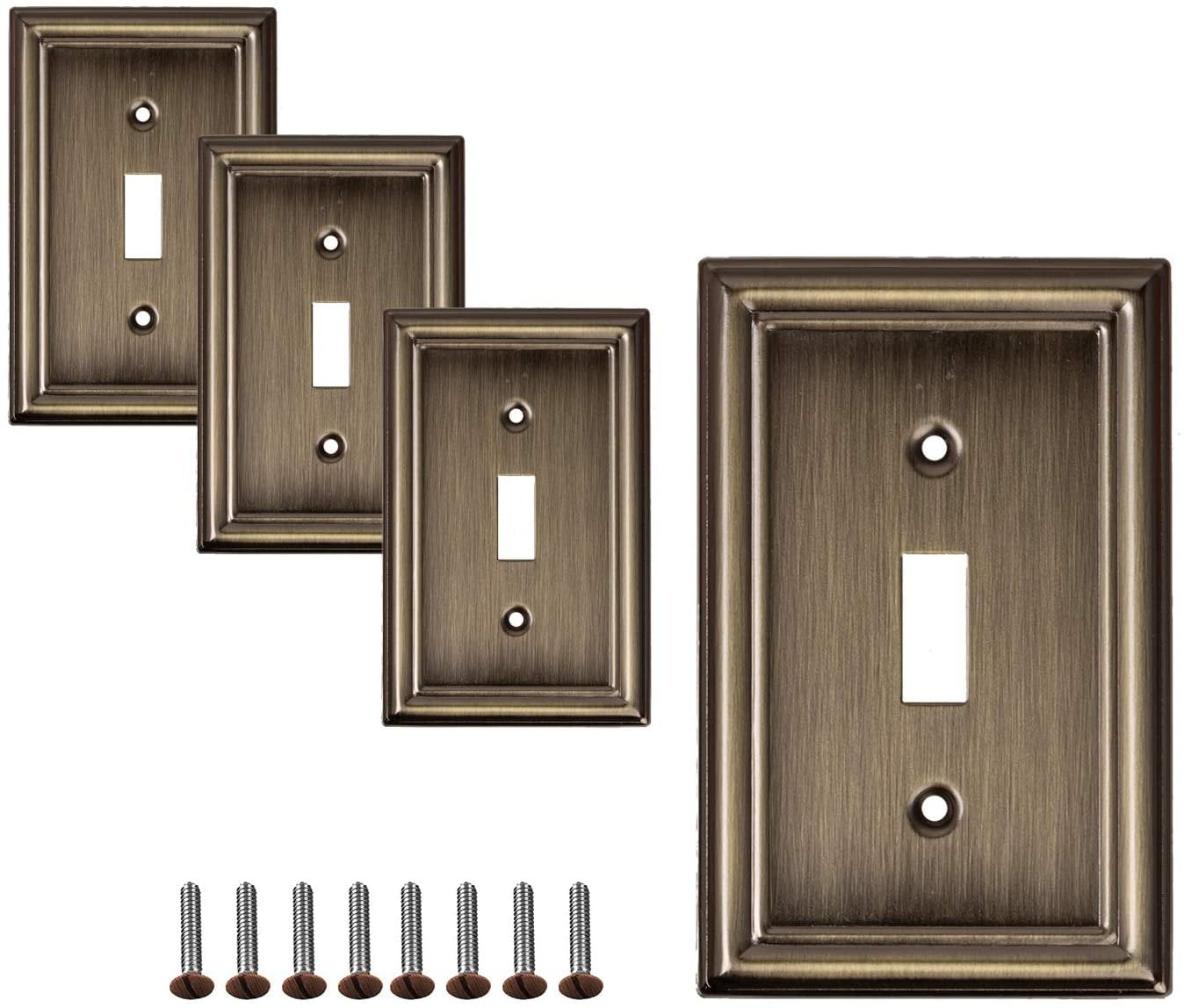 Sleeklighting 4 Pack Beveled Antique Brass Outlet Covers | 1 Gang ...