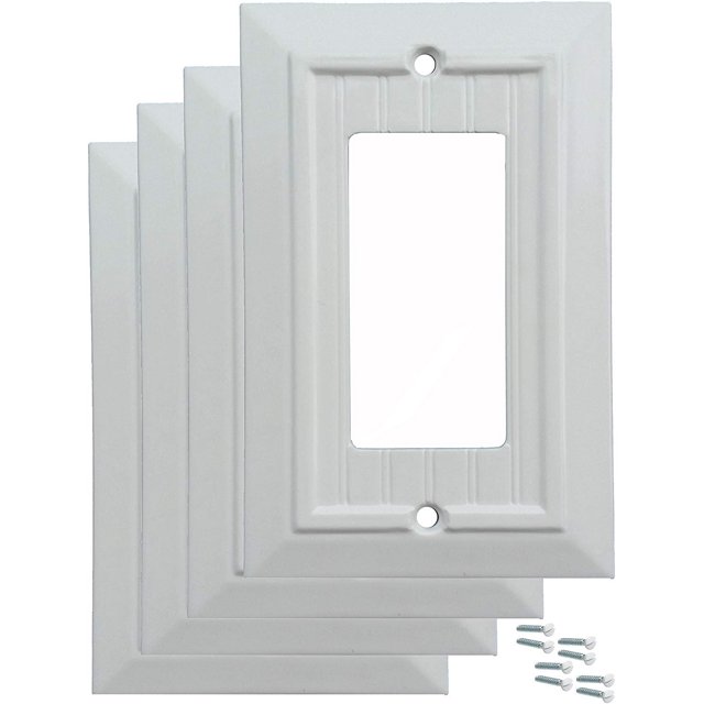 Sleeklighting 4 Pack Classic White Beadboard Outlet Covers | 1 Gang ...