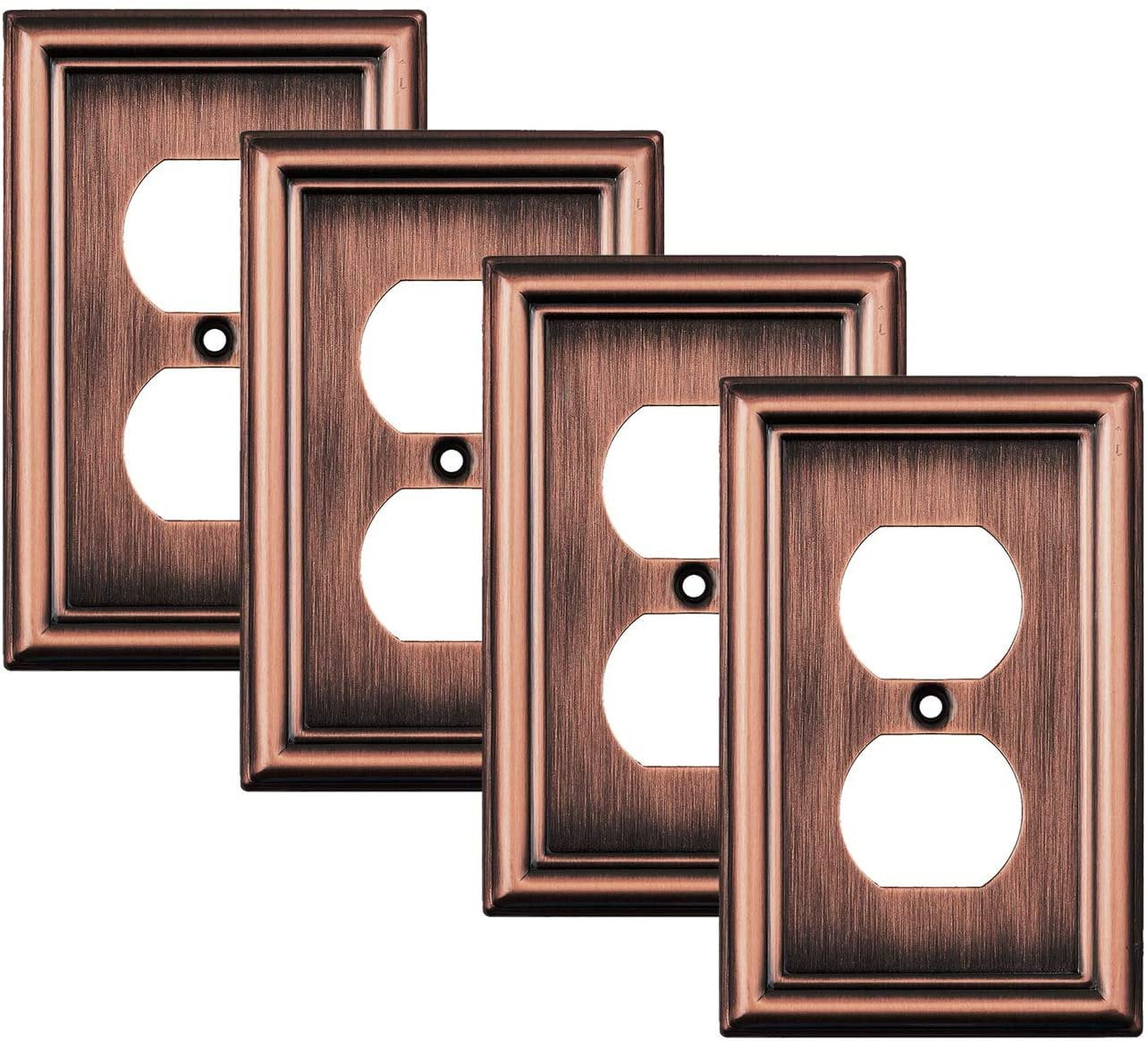 Sleeklighting 4 Pack Decorative Beveled Copper Outlet Covers | 1 Gang ...