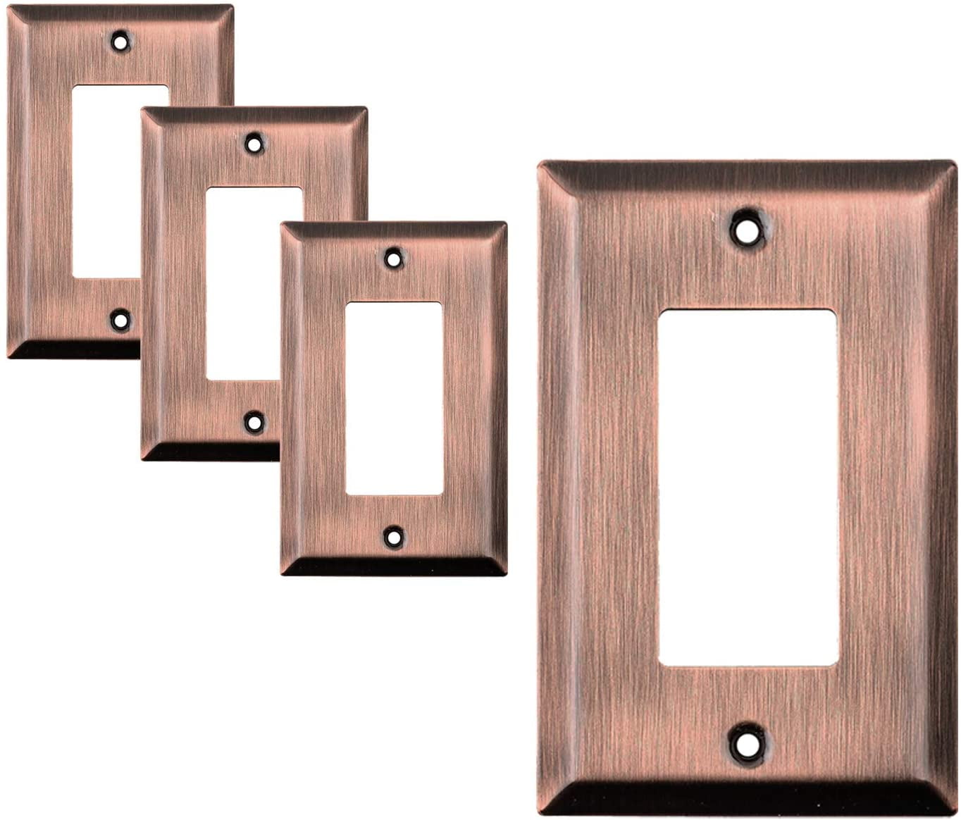 Sleeklighting 4 Pack Decorative Copper Outlet Covers | 1 Gang Decorator ...