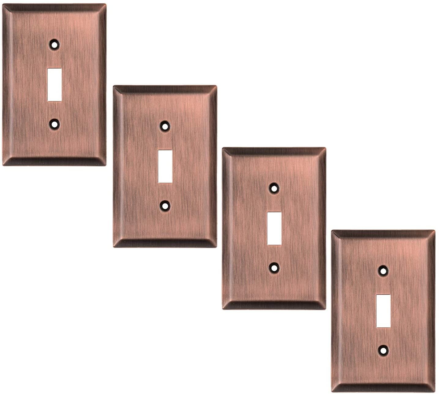 Sleeklighting 4 Pack Decorative Copper Outlet Covers | 1 Gang Toggle ...