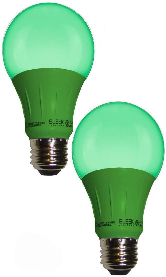 Sleeklighting Green LED Light Bulb, A19 E26 Base Lightbulb 3-Watt ...