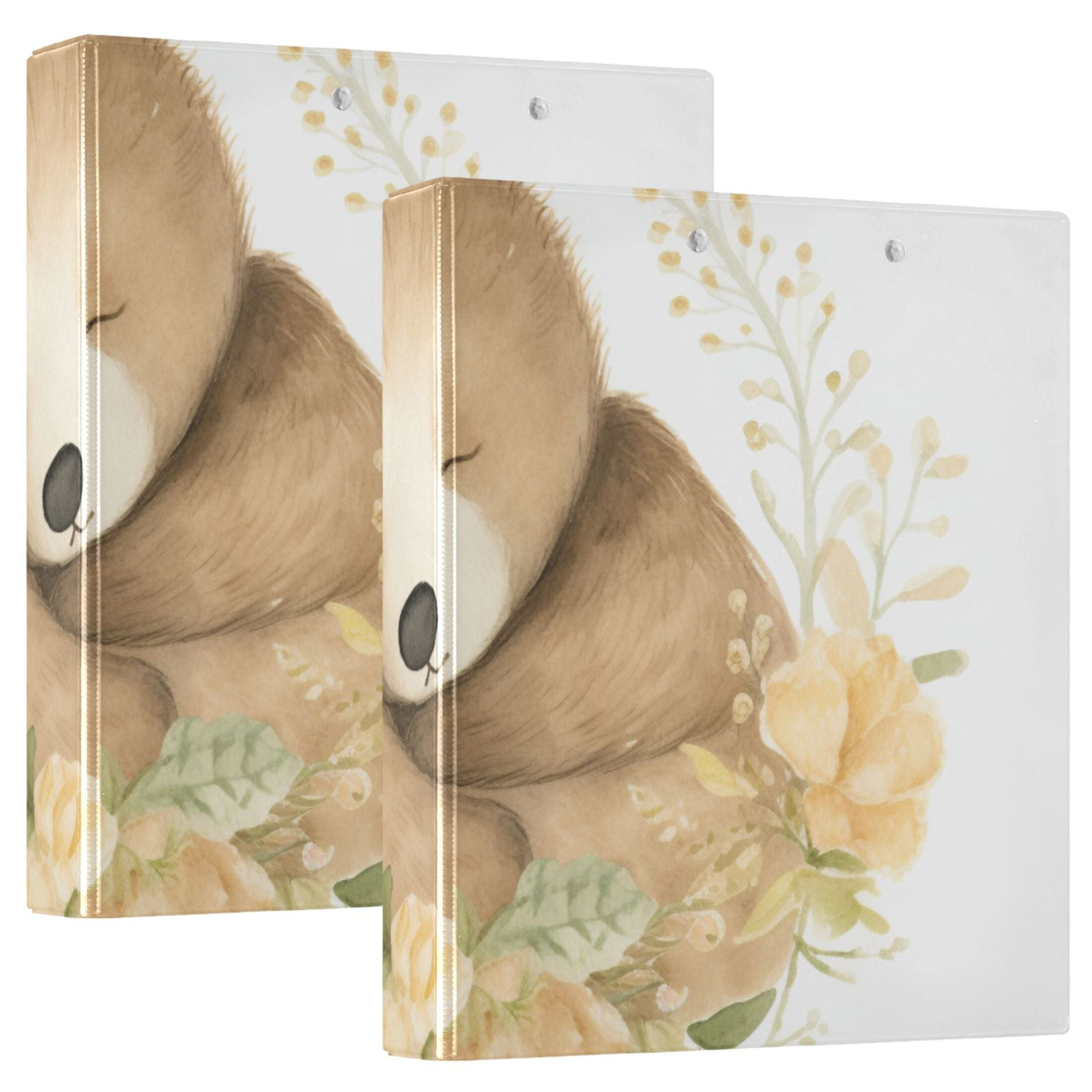 Sleep Bear Flowers 3 Ring Binders 1.5 inch Hardcover File Folders with ...