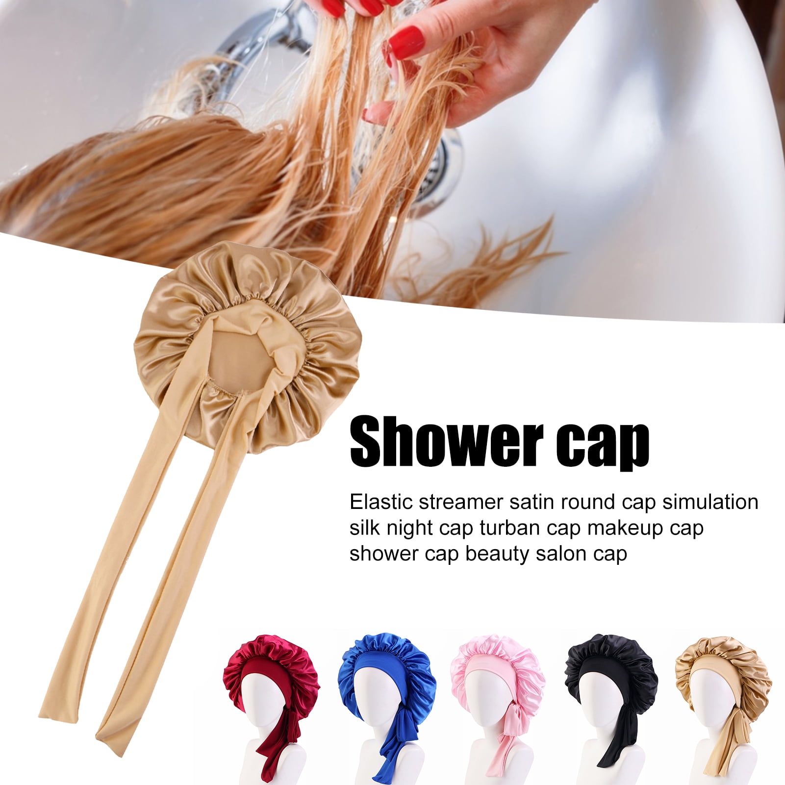 Sleep Cap Brimmed Hair Care Extra Large Satin Bonnet Nightcap with ...