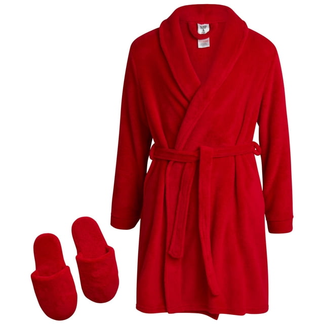 Sleep & Co Girls’ Bathrobe Set – Fleece Robe with Slippers Pajama Set ...
