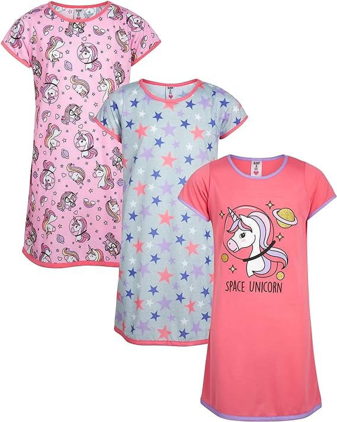 Sleep & Co Girls' Short Sleeve Pajama Nightgown Set, 3 Piece ...