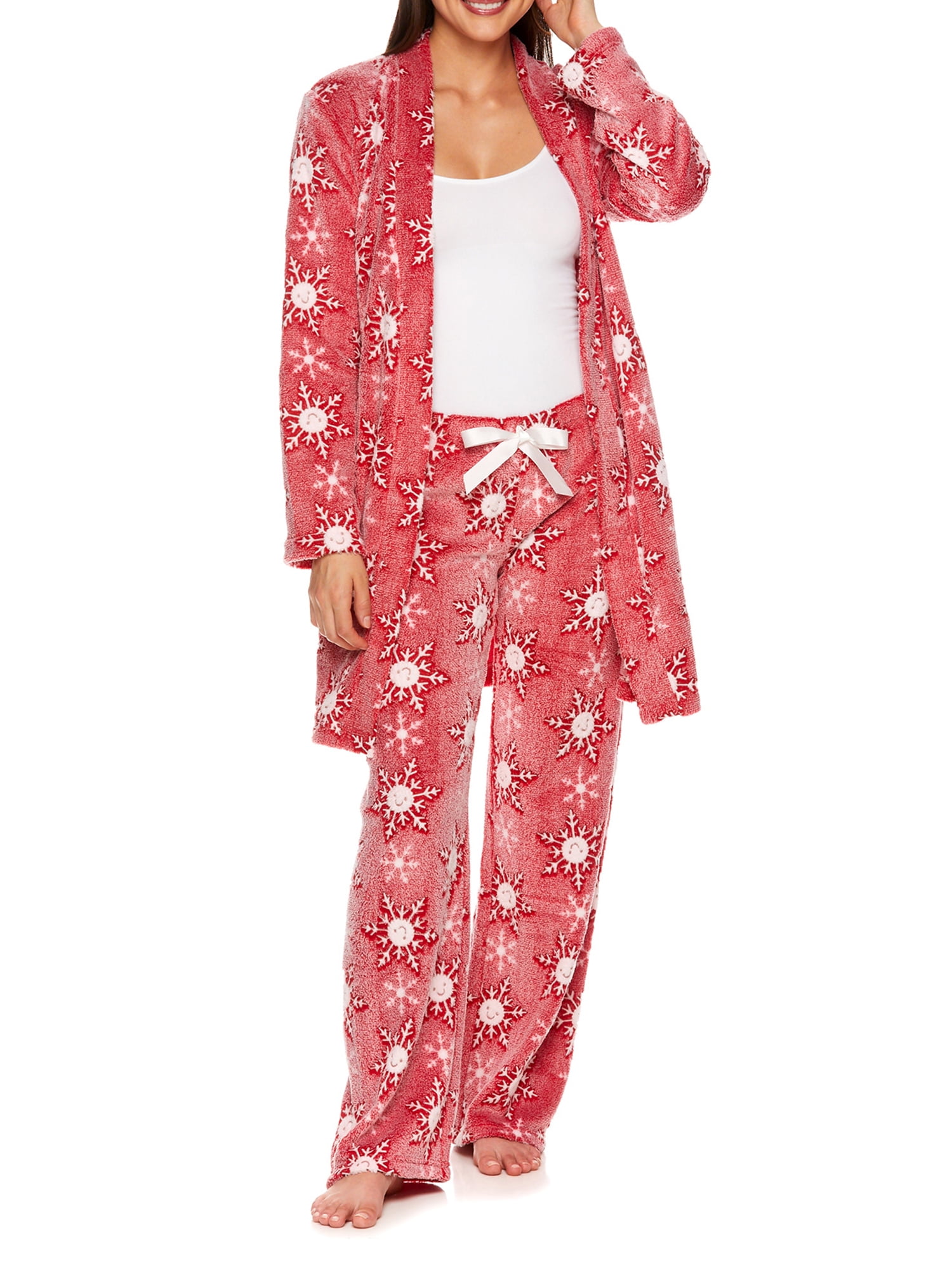 Sleep & Co. Women's & Women's Plus Plush Robe and Pajama Pant 2pc Set ...