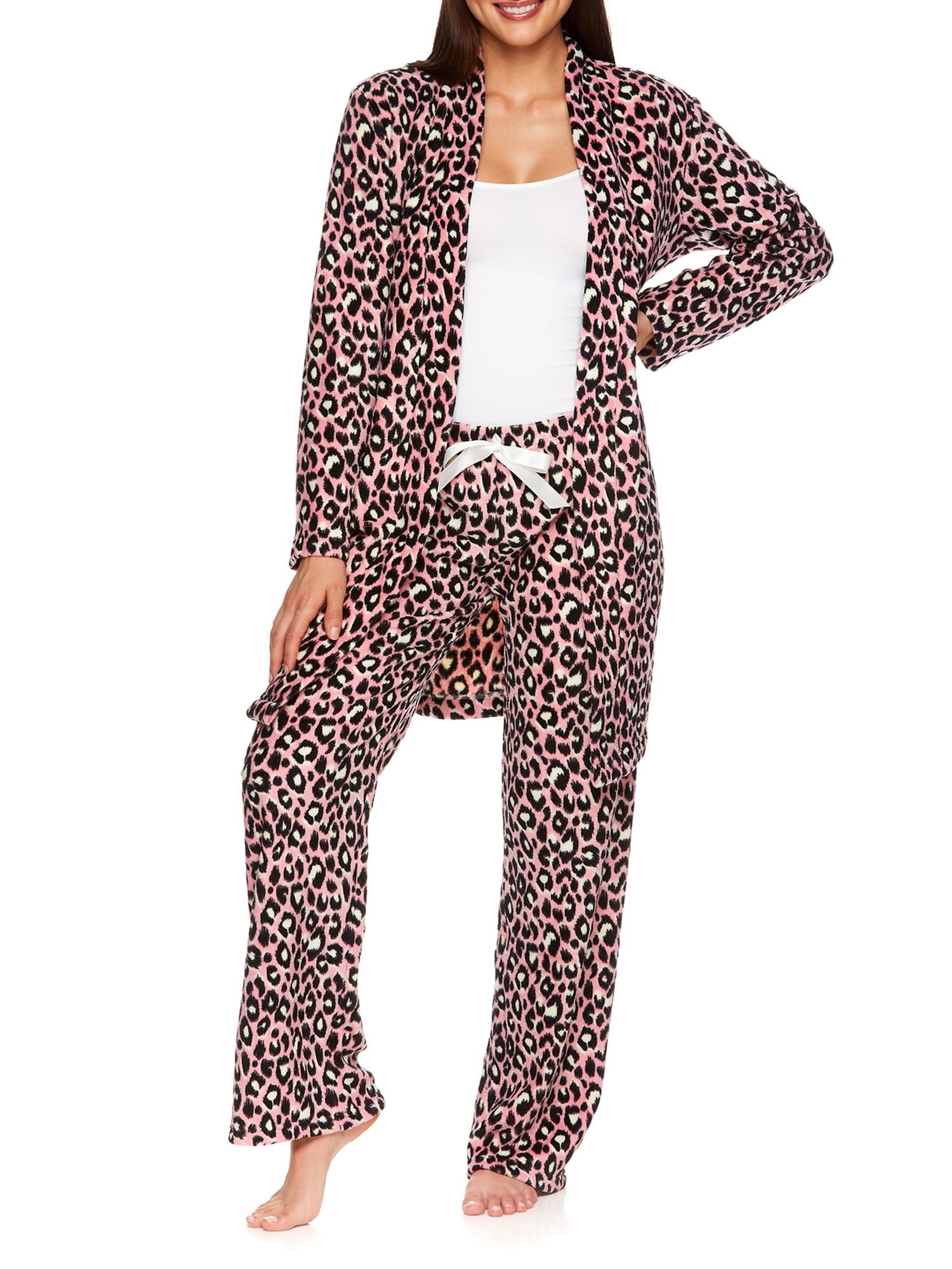 Sleep & Co. Women's & Women's Plus Plush Robe and Pajama Pant 2pc Set ...