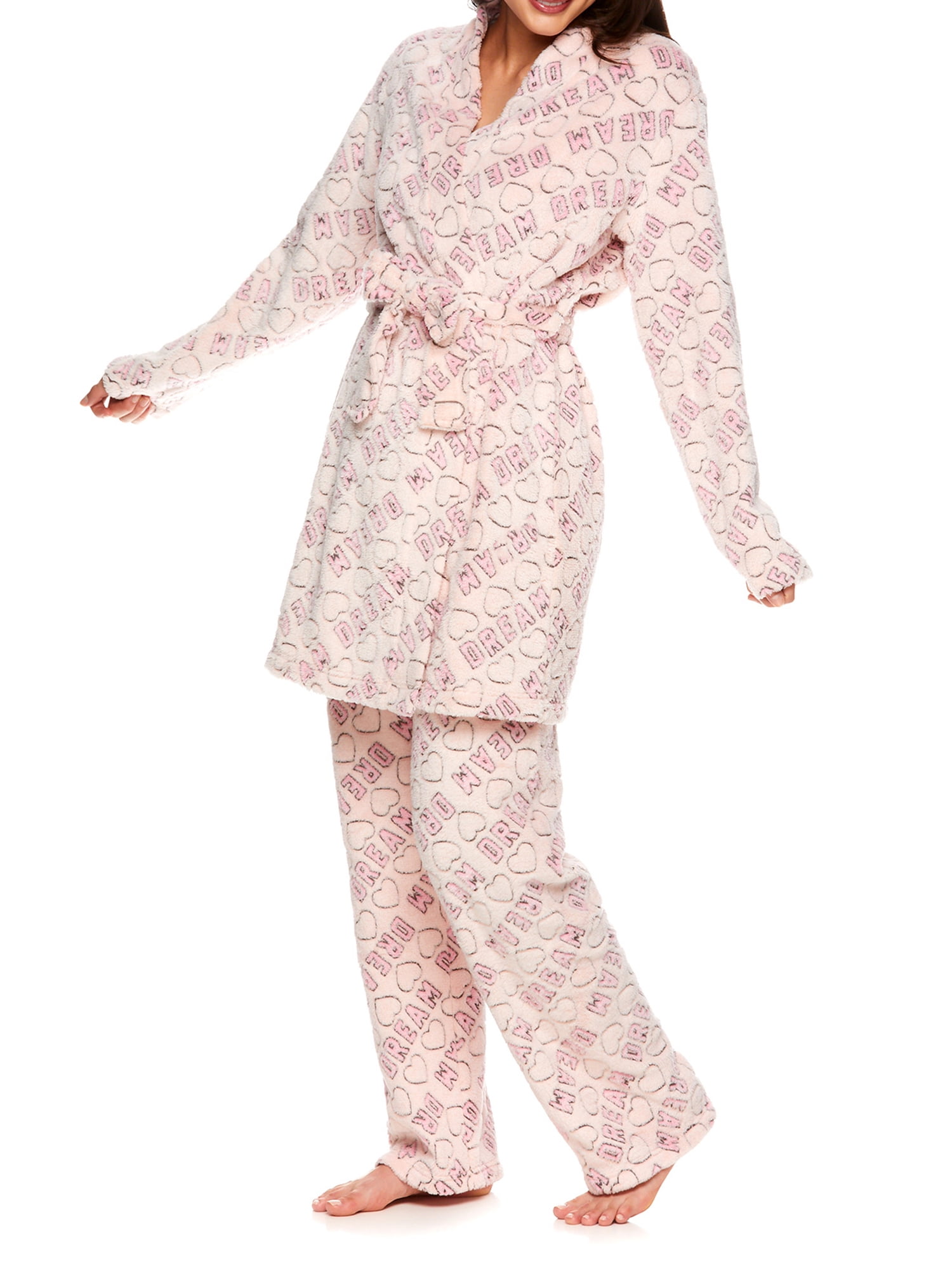 Sleep & Co. Women's & Women's Plus Plush Robe and Pajama Pant 2pc Set ...