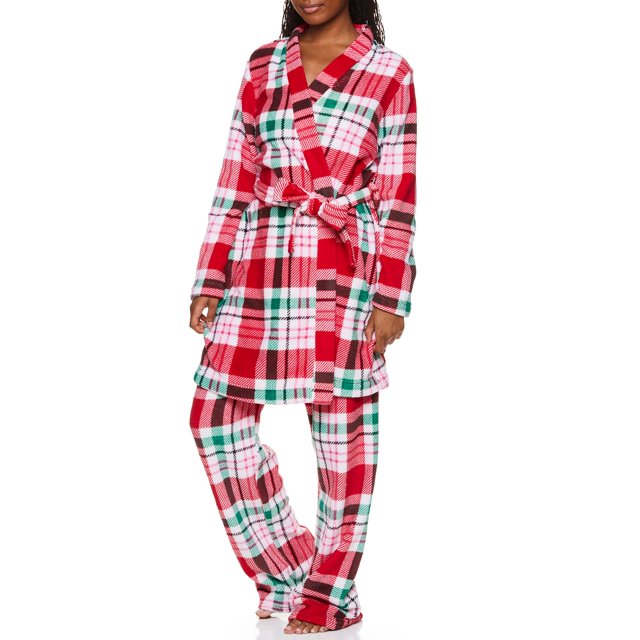 Sleep & Co. Women's & Women's Plus Plush Robe and Pant Lounge Pajama ...
