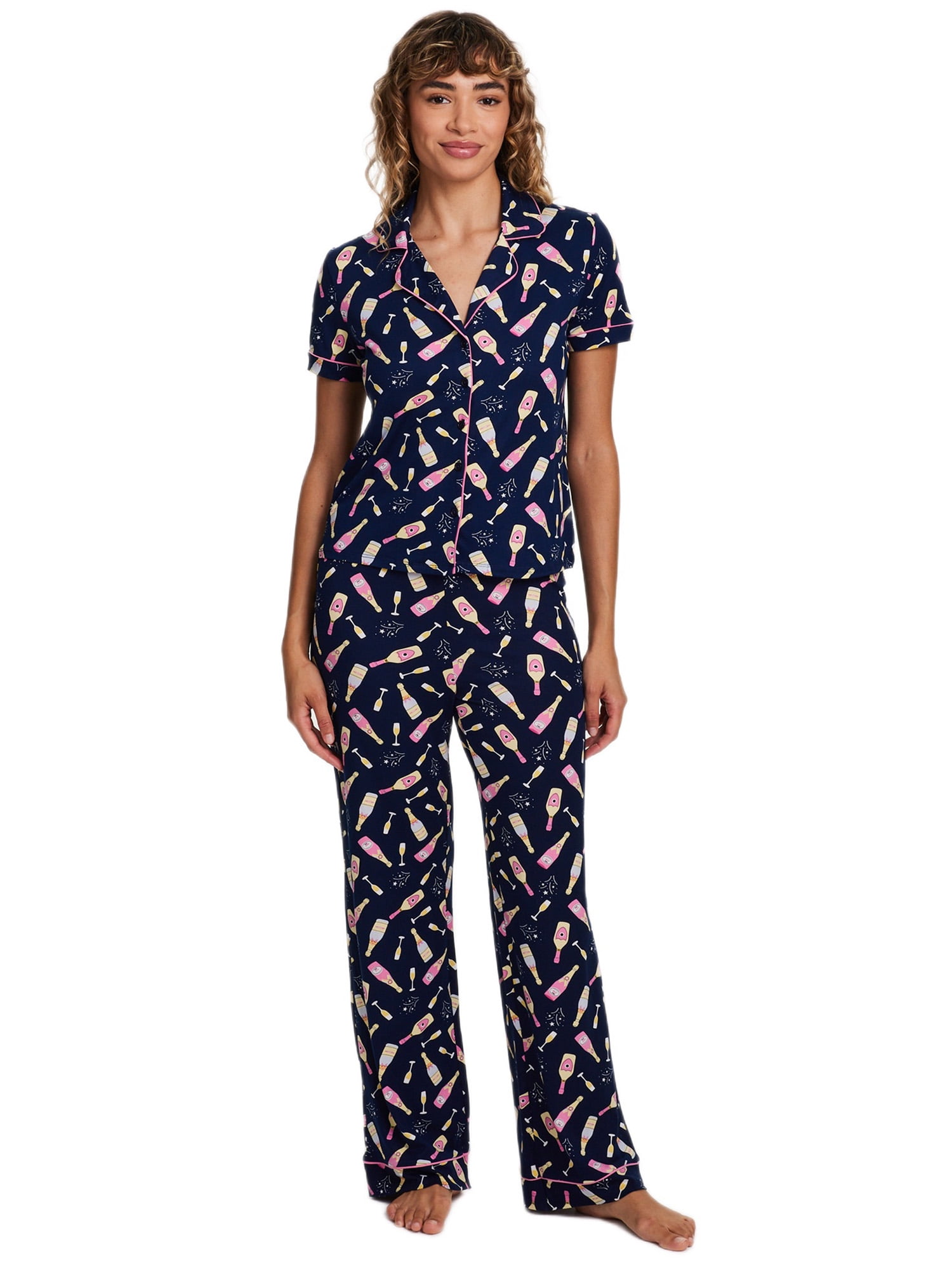 Sleep & Co. Women's & Women's Plus Short Sleeve Fesitve Notch Collar ...