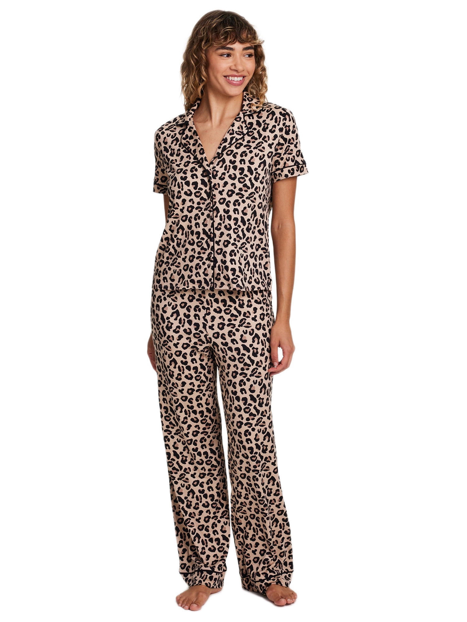 Sleep & Co. Women's & Women's Plus Short Sleeve Fesitve Notch Collar ...