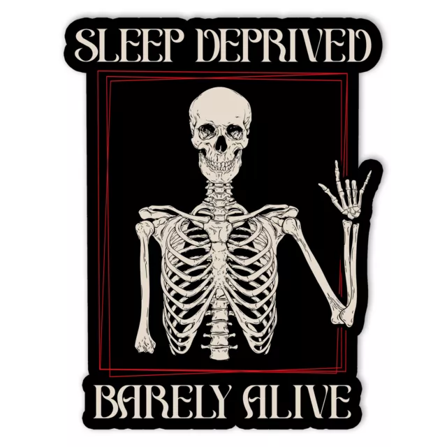 Sleep Deprived Barely Alive Skeleton Halloween Sticker Phone Decal ...