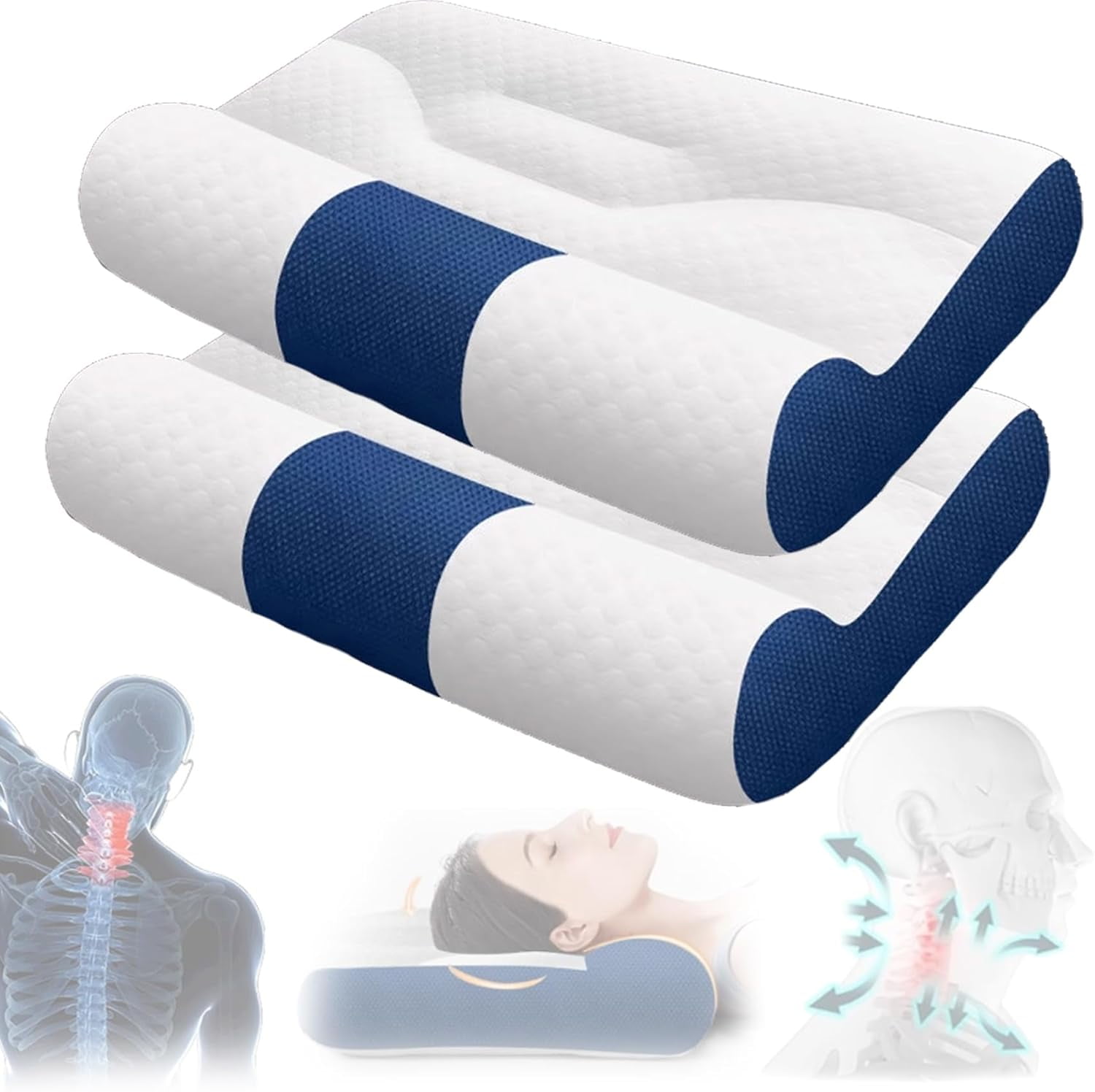 Sleep Enhancing Cervical Support Comfort Goose Down Pillow, Cervical ...