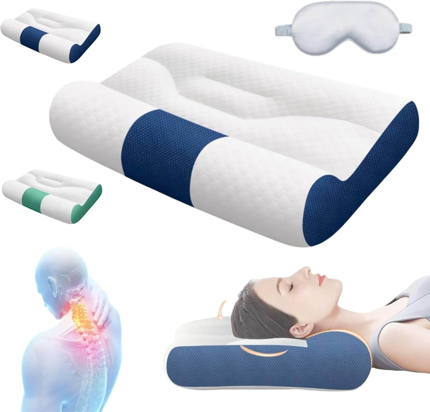 Sleep Enhancing Cervical Support Comfort Goose Down Pillow, Ergonomic ...
