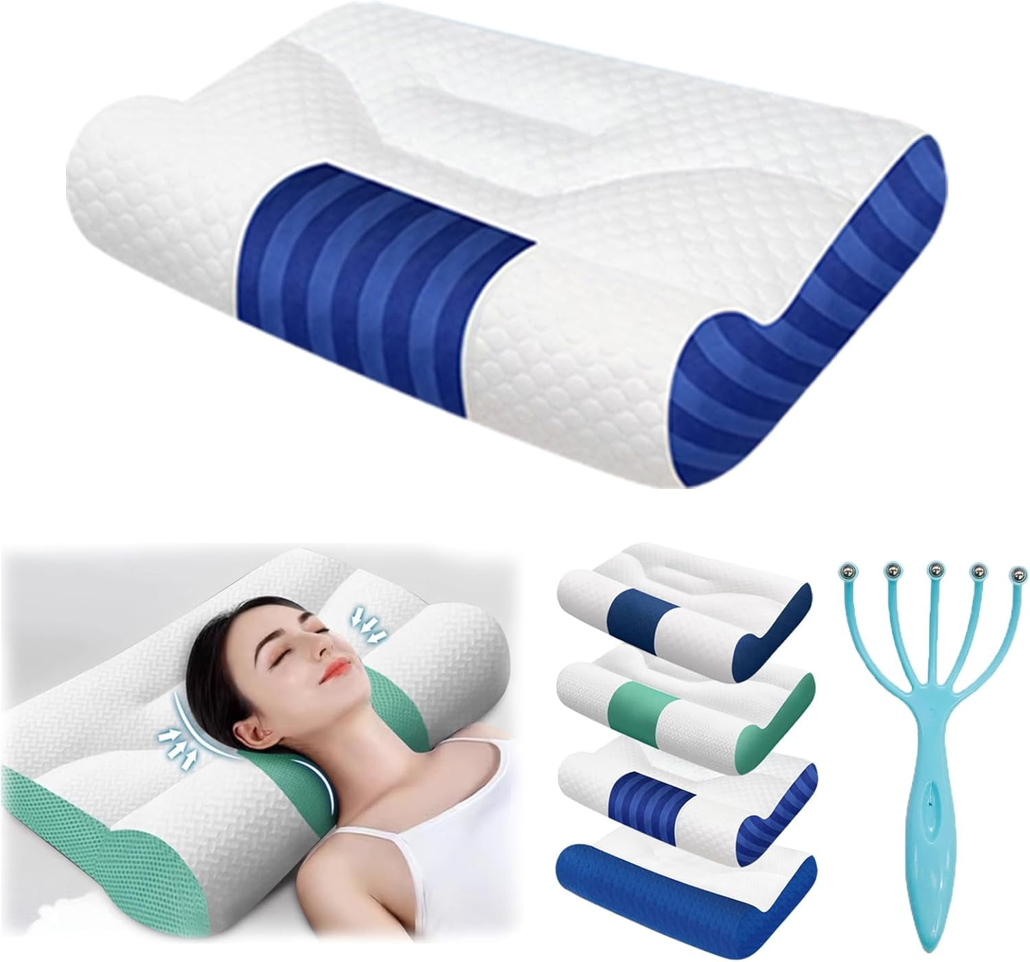 Sleep Enhancing Cervical Support Comfort Pillow, Ergonomic Goose Down ...