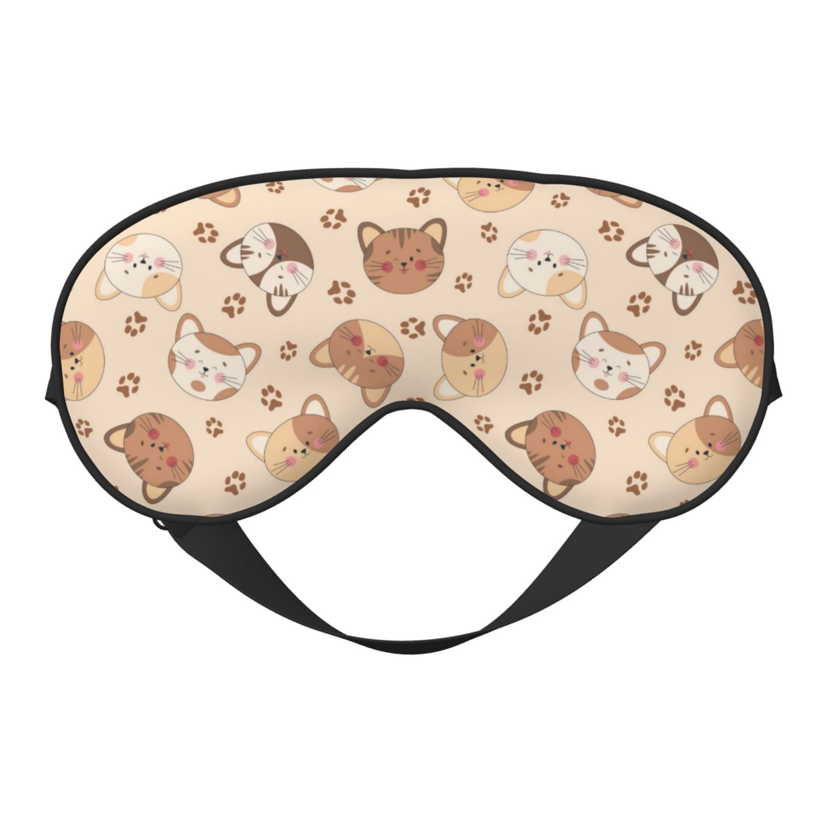 Sleep Eye Mask, Kawaii Cartoon Cat Face Imitation Silk Blackout ...