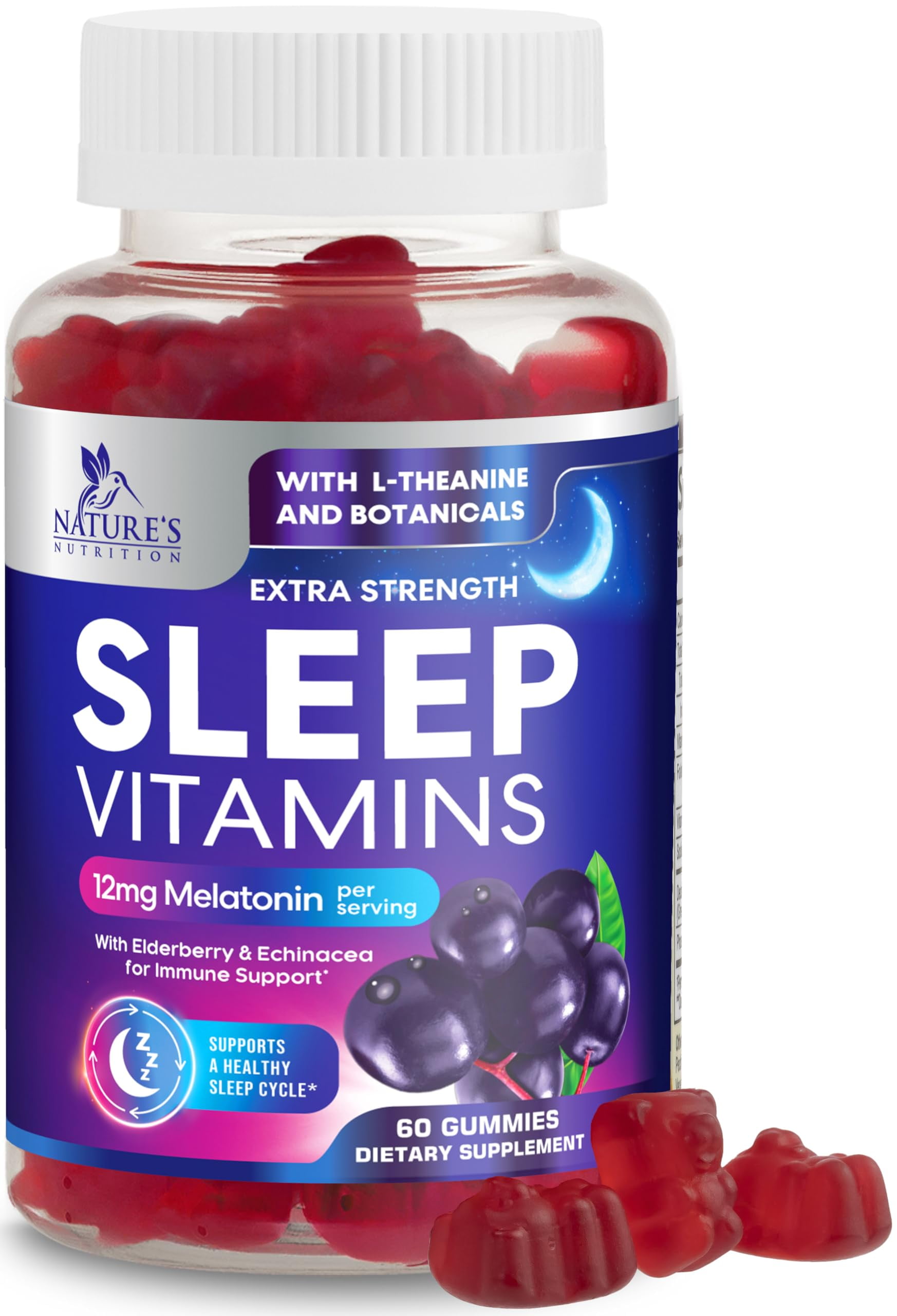 Nature's Nutrition Sleep Gummies with Melatonin 12 mg, Extra Strength ...