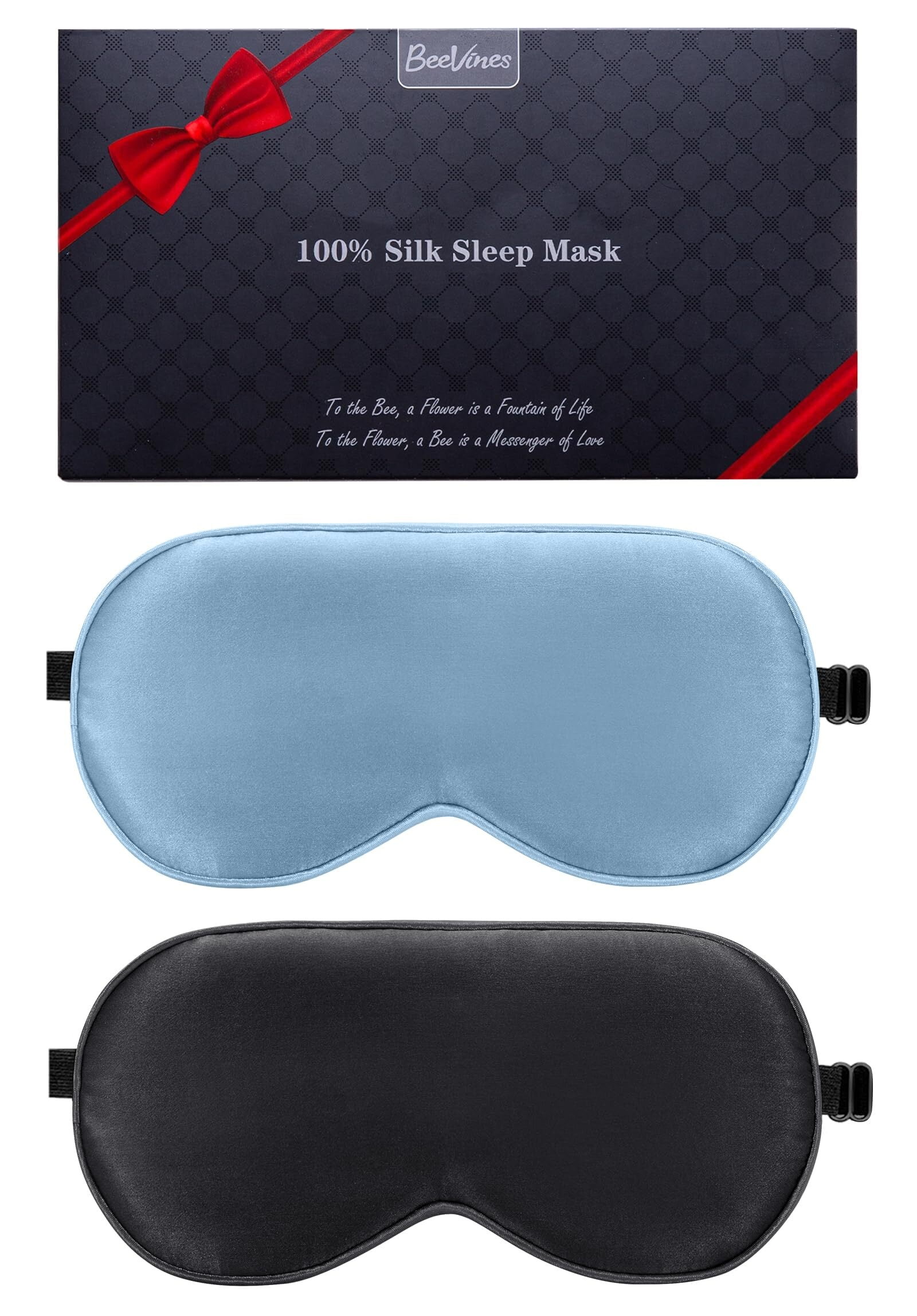 Sleep Mask, 2 Pack 100% Real Natural Pure Silk Eye Masks with ...