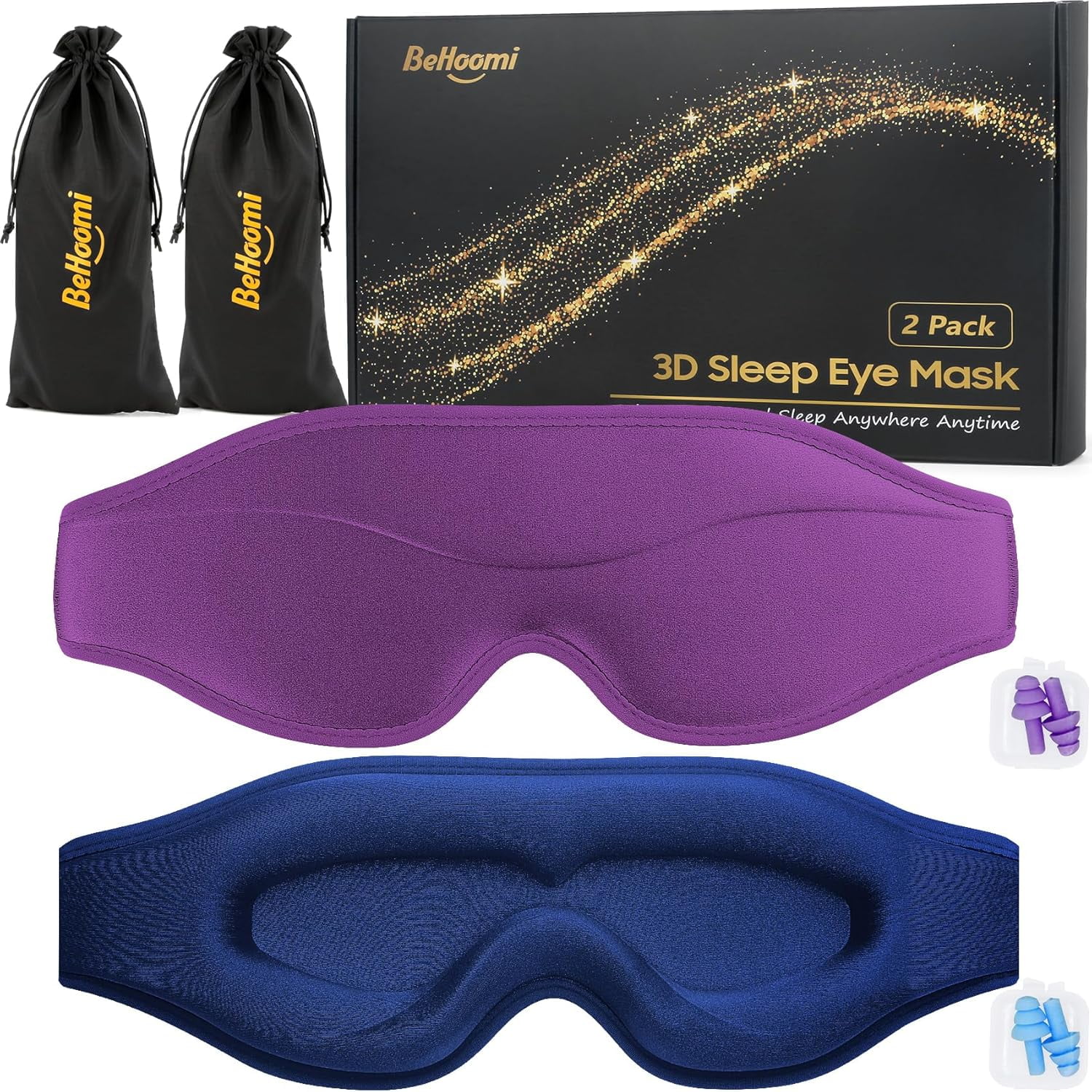 Sleep Mask, 2 Packs Premium Eye Mask For Sleeping, Total Blackout ...