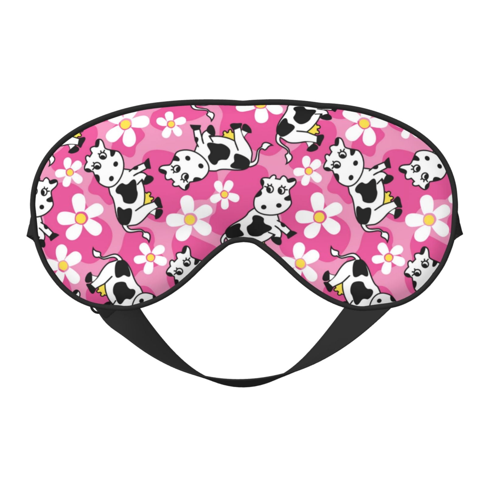 Sleep Mask - Cartoon Cute Cow Flower Pink Light Blocking Eye Mask for ...