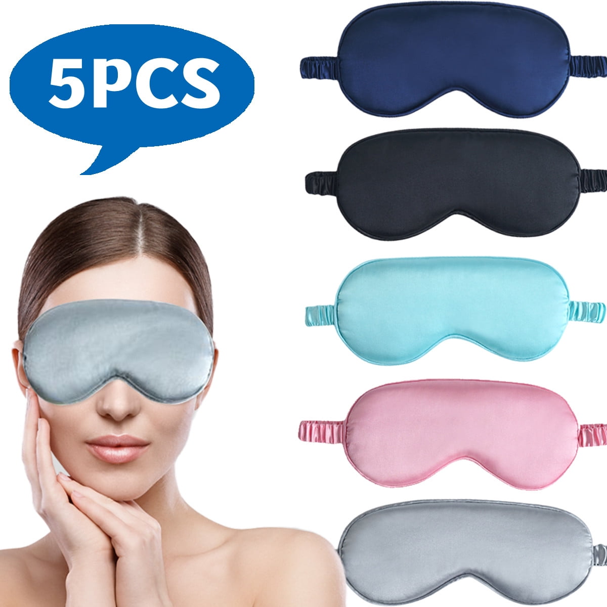 Sleep Mask Eye Mask for Sleeping Silk Sleeping Mask Eye Cover 5 Pcs ...