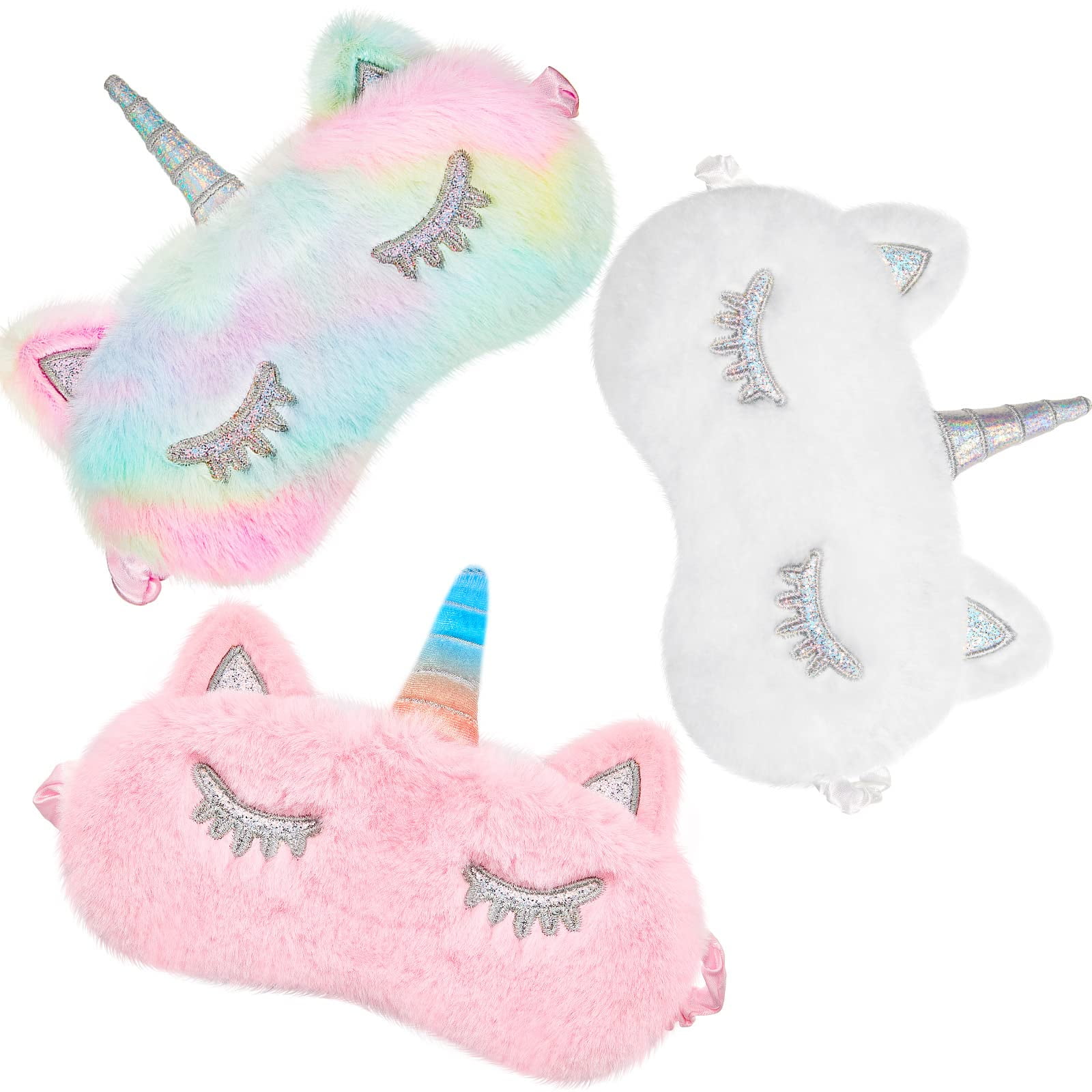 Sleep Mask for Kids, Girls Plush Sleeping Eye Cover 3 Pieces Soft Eye ...