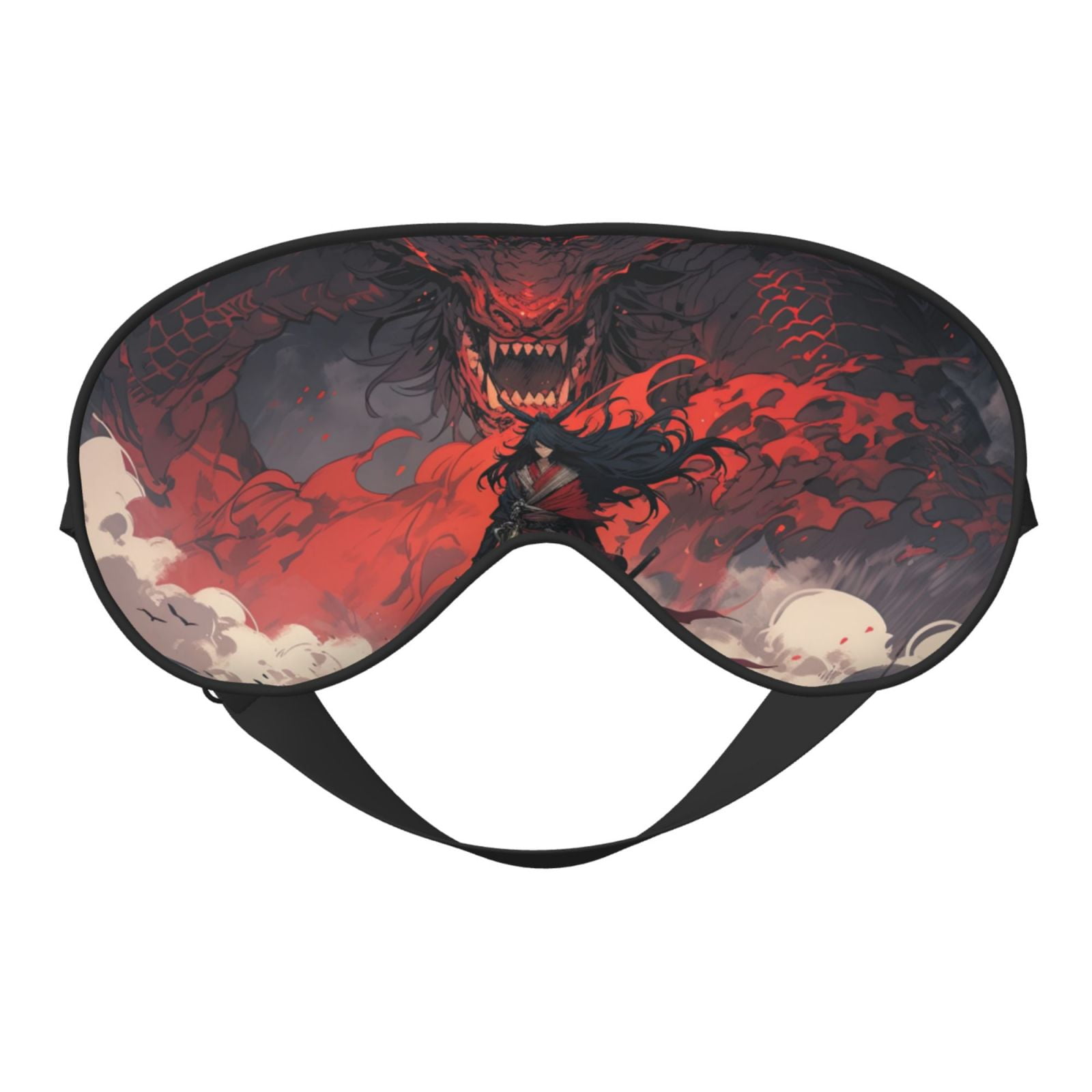 Sleep Masks for Women and Men, Red Black Dragon Eastern Swordsman ...