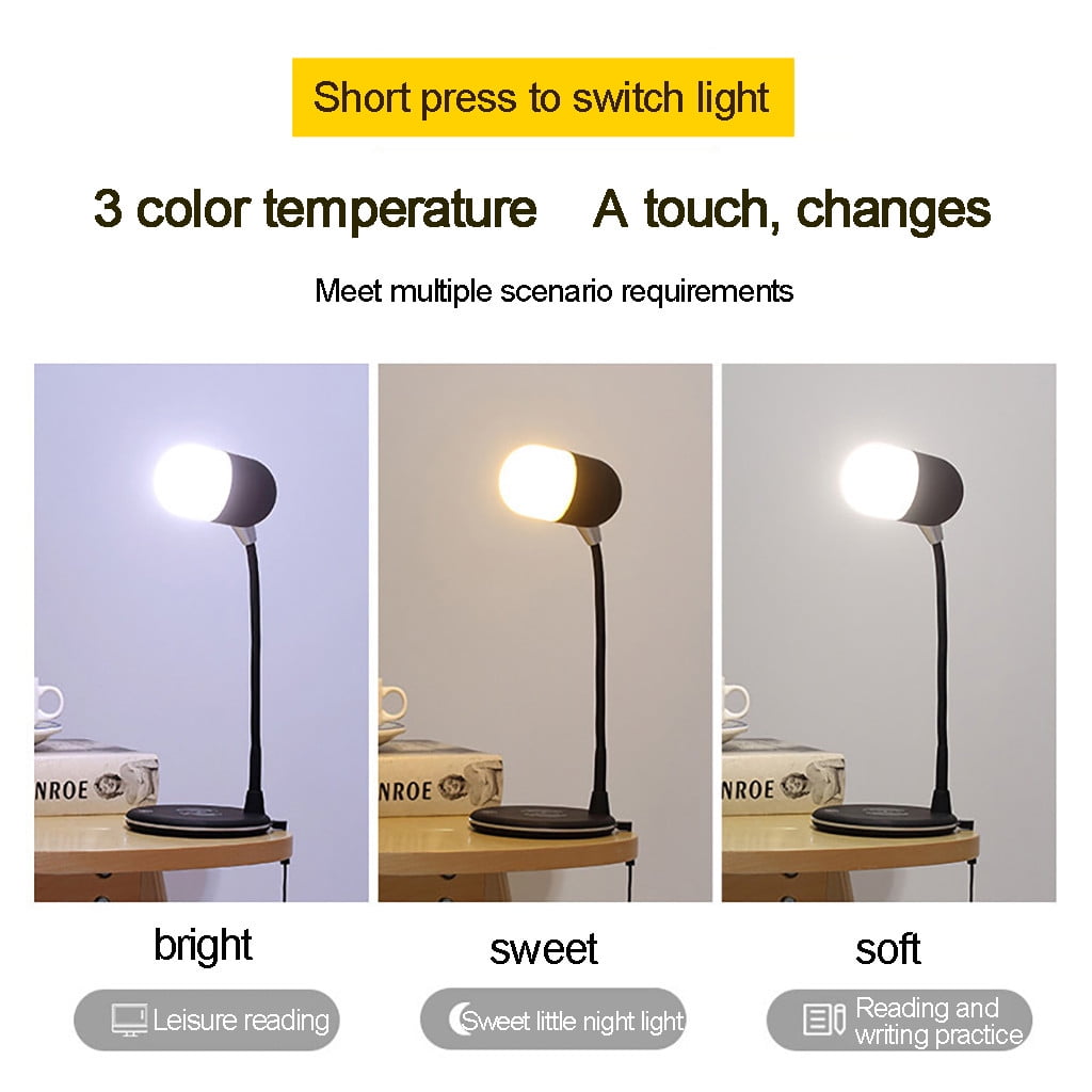 Sleep Mode Bedside LED 3 Color Modes Lamp with BT Speaker and Wireless ...