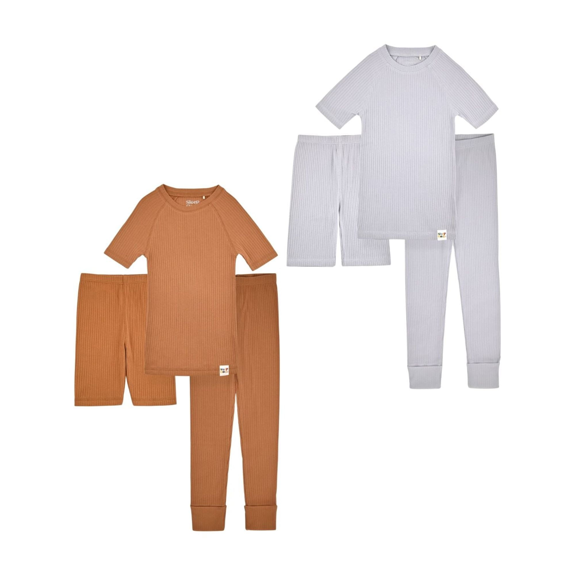 Sleep On It 100% Organic Cotton Rib Knit Snug-Fit 6-Piece Pajama Sets ...