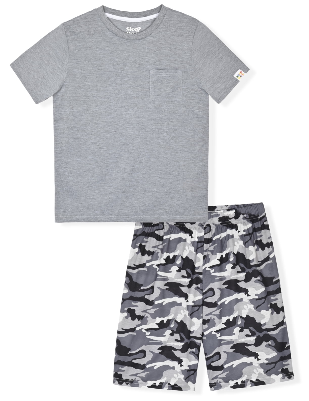 Sleep On It Boys 2-Piece Short-Sleeve Jersey Pajama Shorts Set - Camo ...