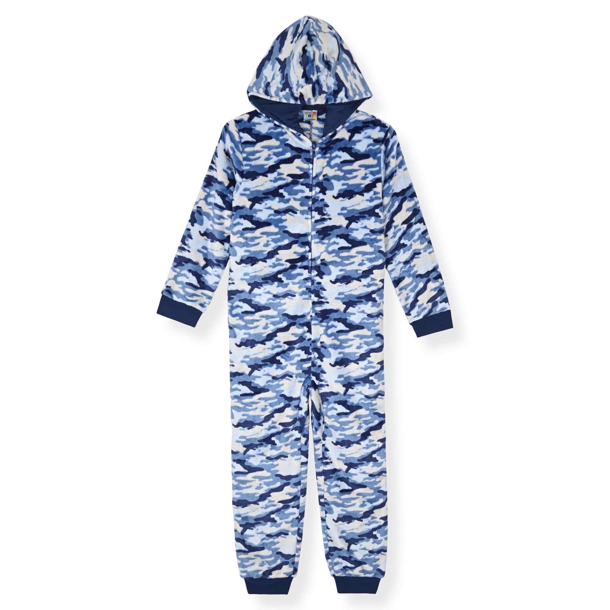 Sleep On It Boys Long-Sleeved Zip-Up Hooded Sleeper Pajama - Camo, 6-7 ...