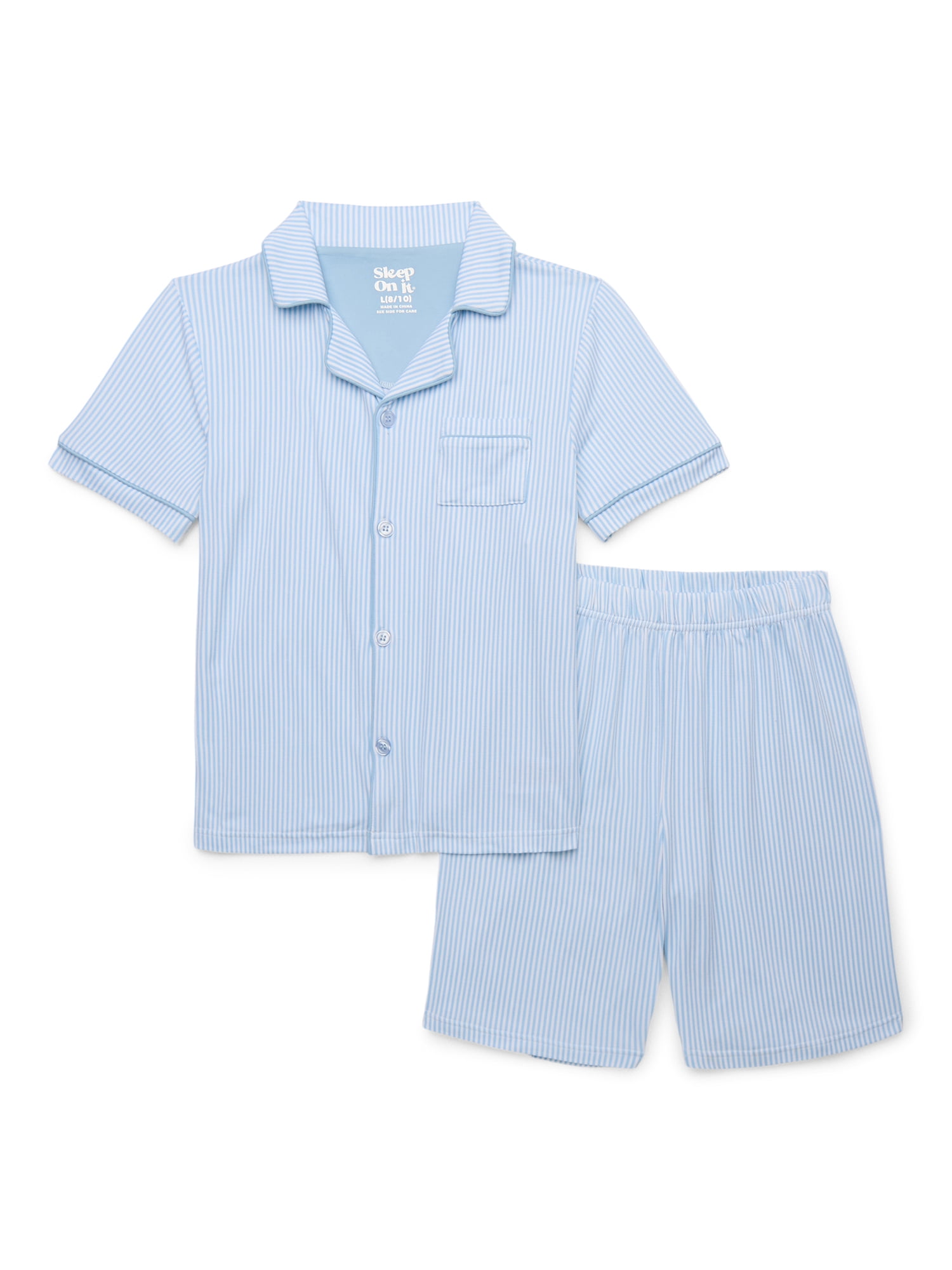 Sleep On It Boys Short Sleeve Button Down Pajama Coat and Shorts Set, 2 ...