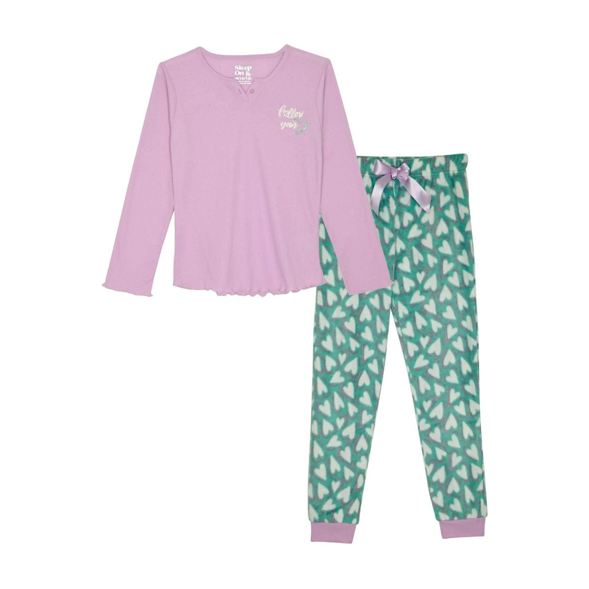 Sleep On It Girls 2-Piece Fleece Pajama Sets- Follow your Heart, Purple ...