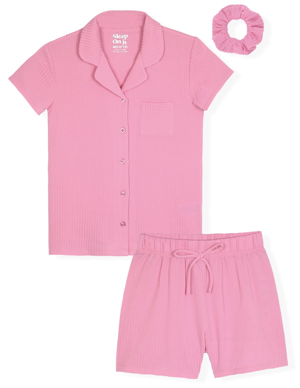 Sleep On It Girls 2-Piece Short-Sleeve Button Down Collared Coat Pajama ...